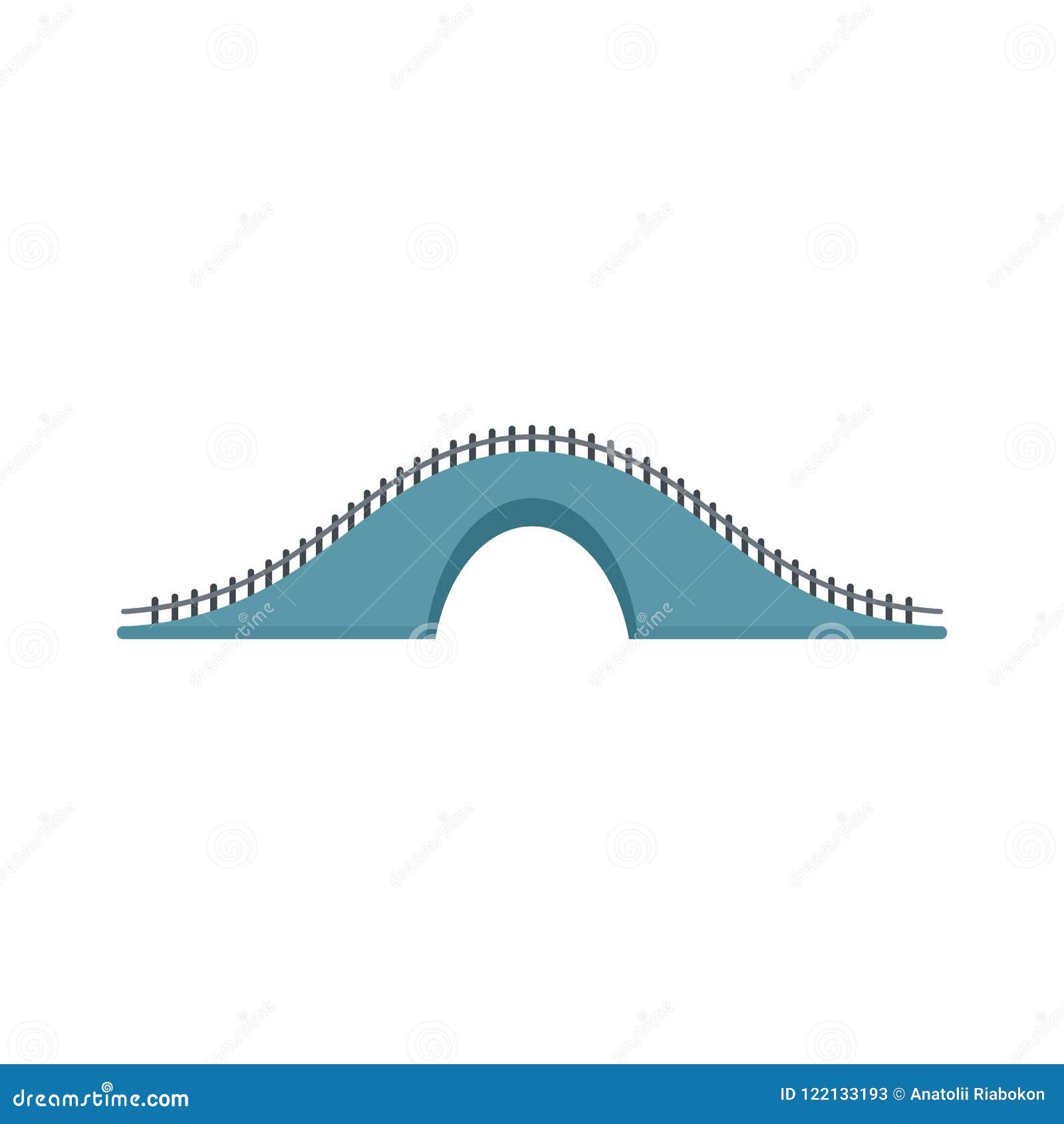 Blue Bridge Icon, Flat Style Stock Vector - Illustration of full, light ...