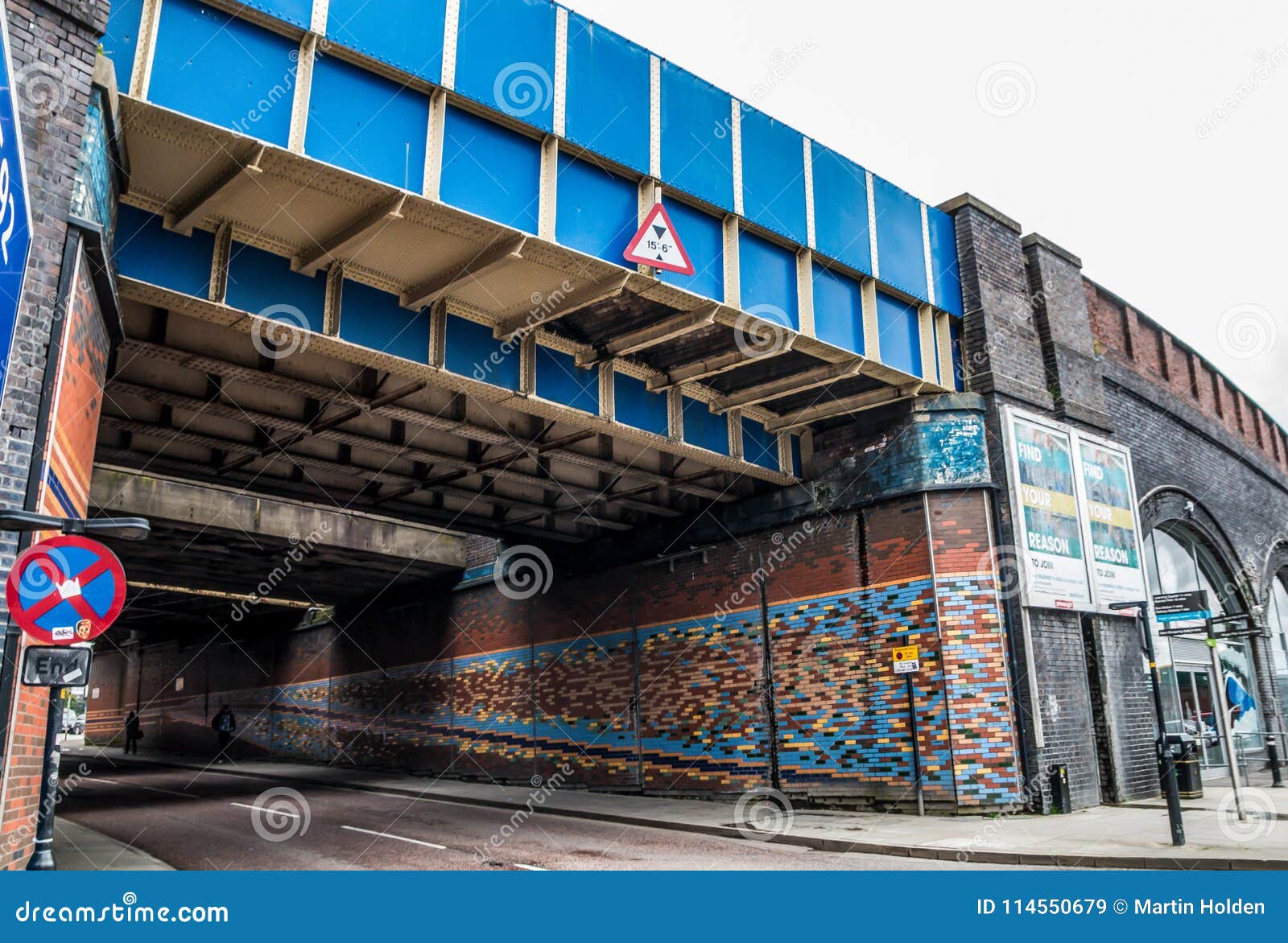 Blue Bridge, Wallgate, Wigan Stock Image - Image of urban, station ...