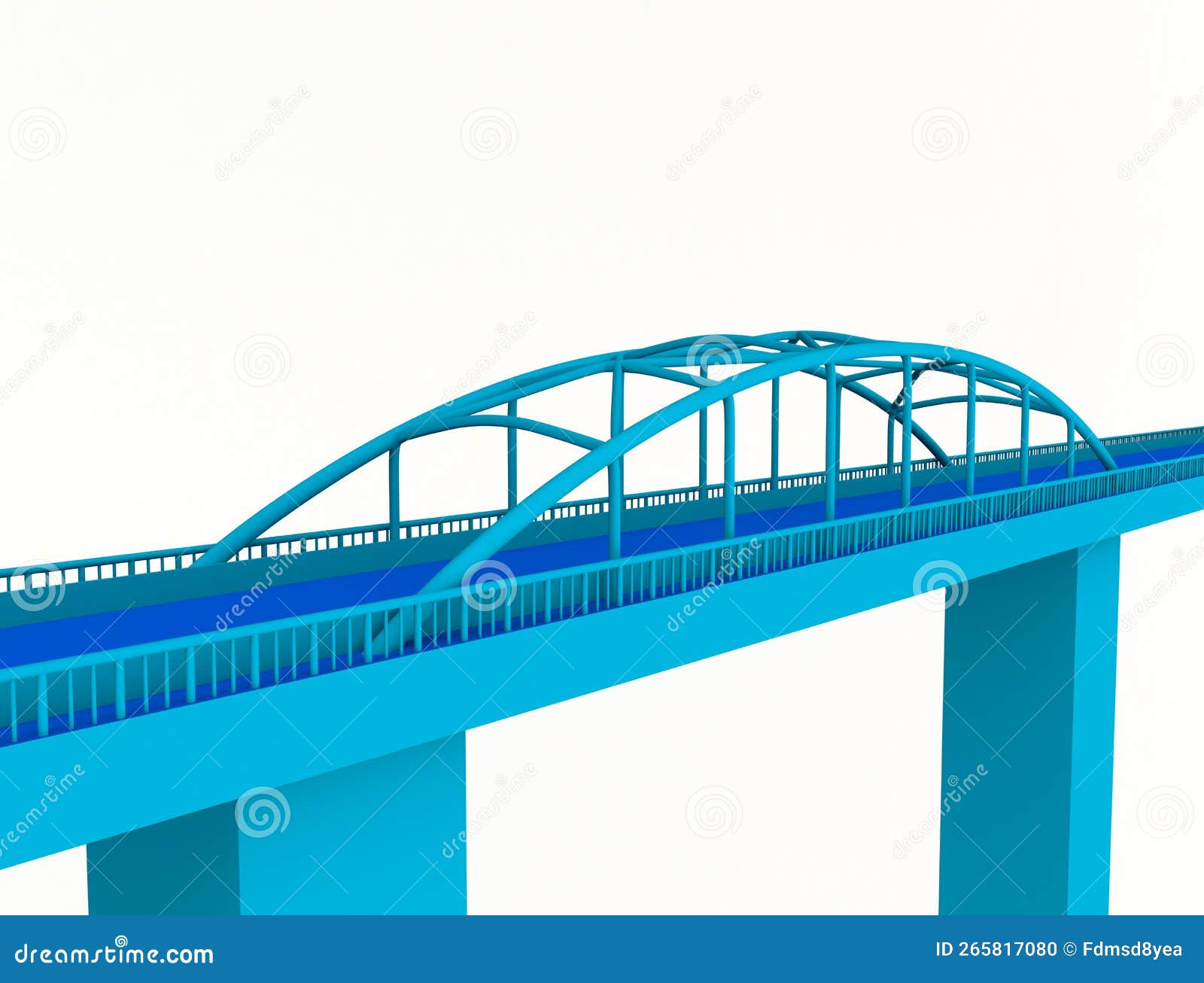 Blue Bridge with White Background Stock Illustration - Illustration of ...