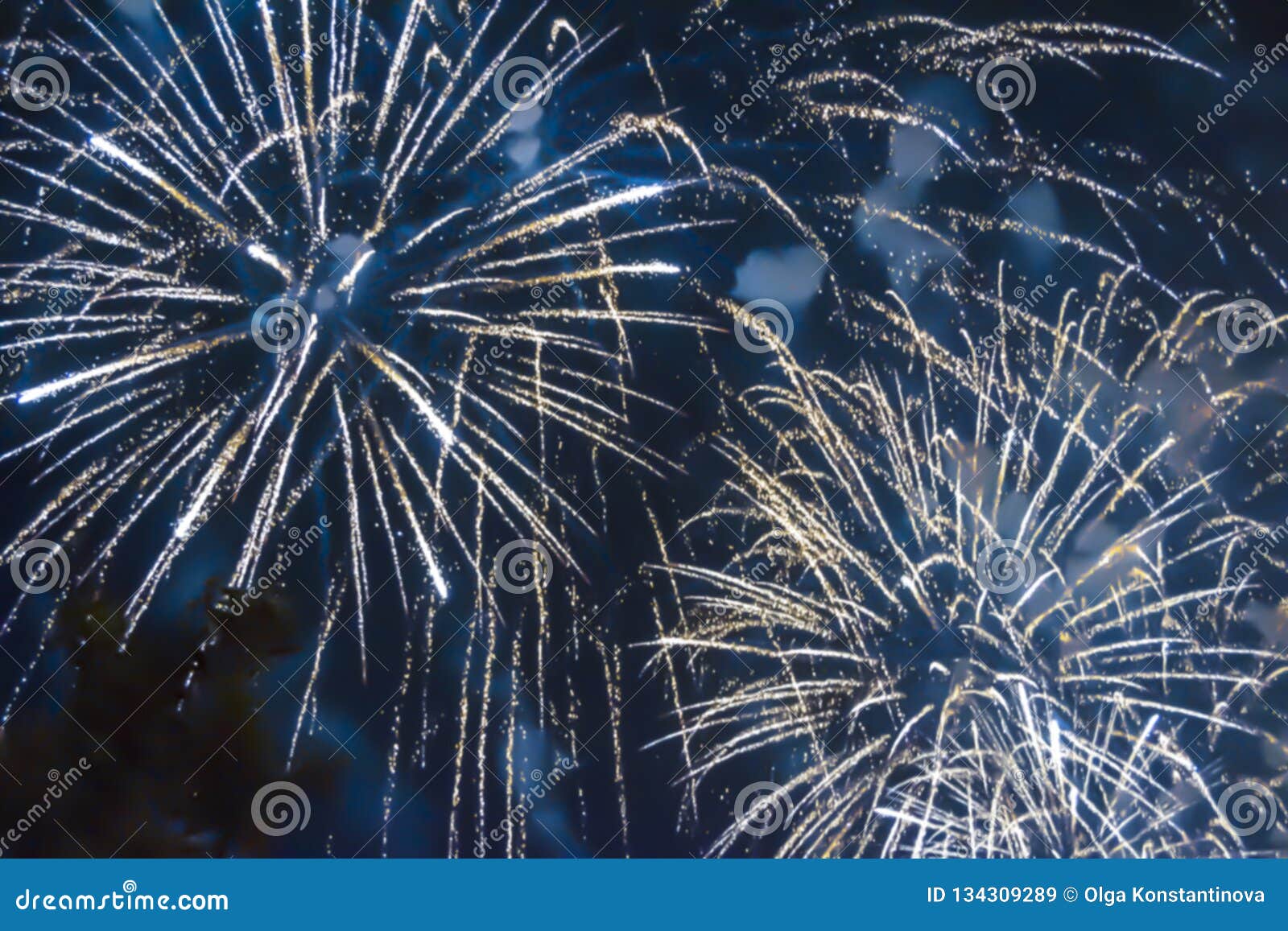 Blue Bright Blurred Fireworks Effect Abstract Colorful Background ...