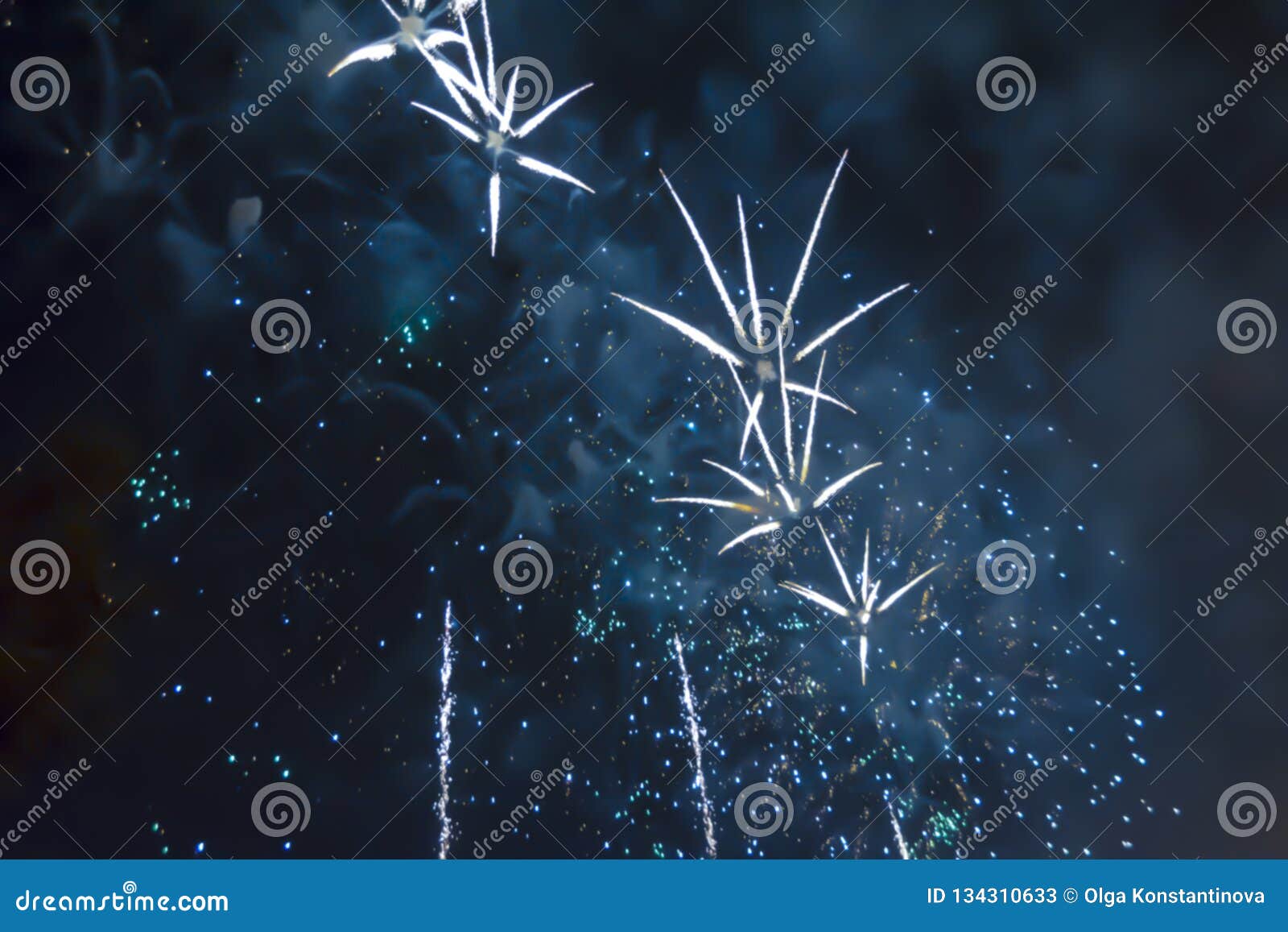 Blue Bright Blurred Fireworks Effect Abstract Colorful Background ...