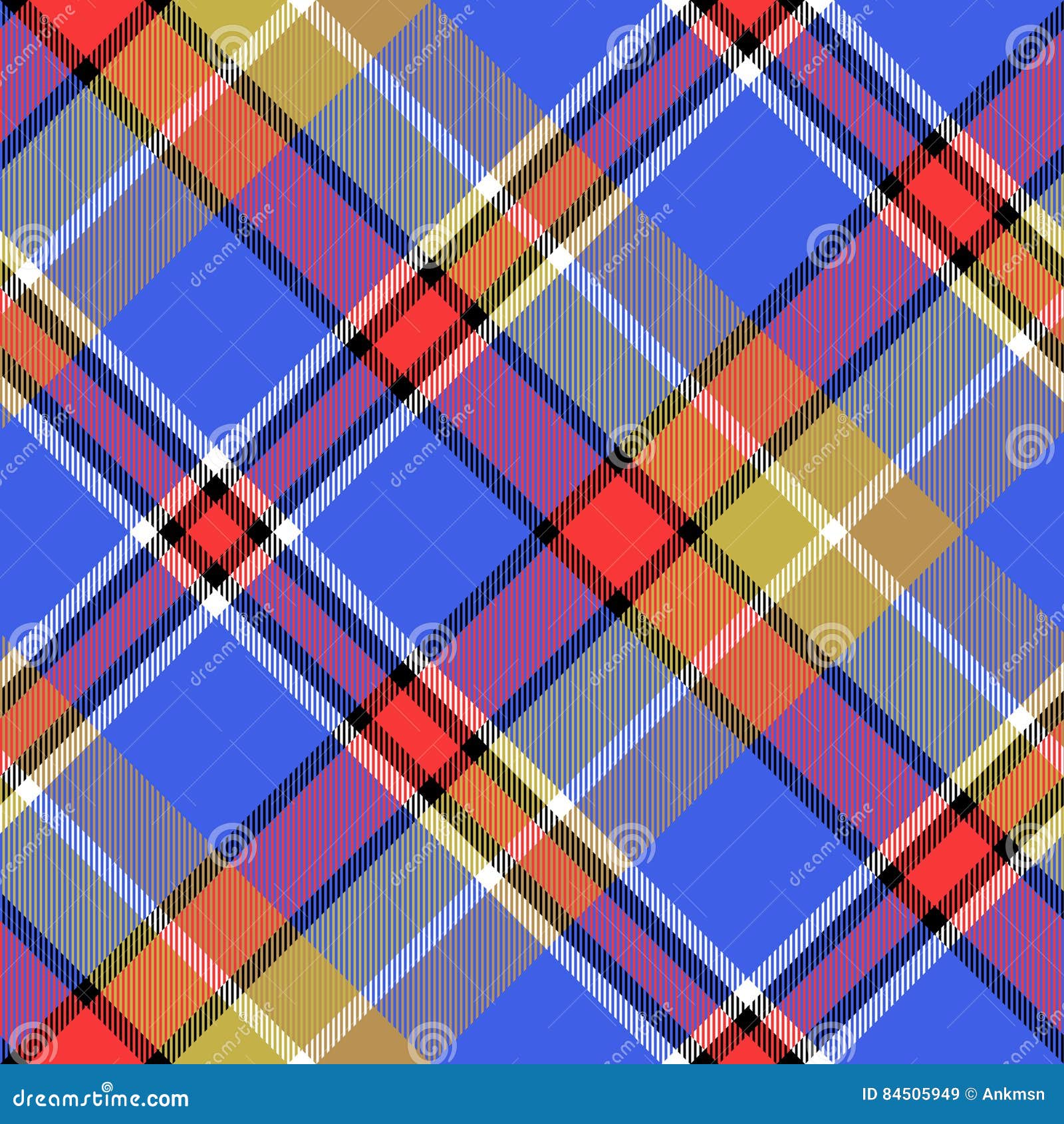 Blue Bright Color Check Plaid Seamless Fabric Texture Stock Vector ...