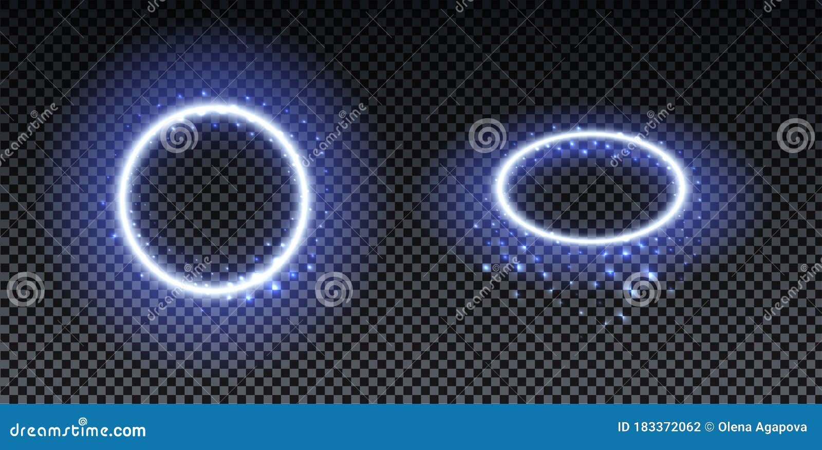 Blue Bright Halo. Abstract Glowing Circles. Light Optical Effect Halo ...