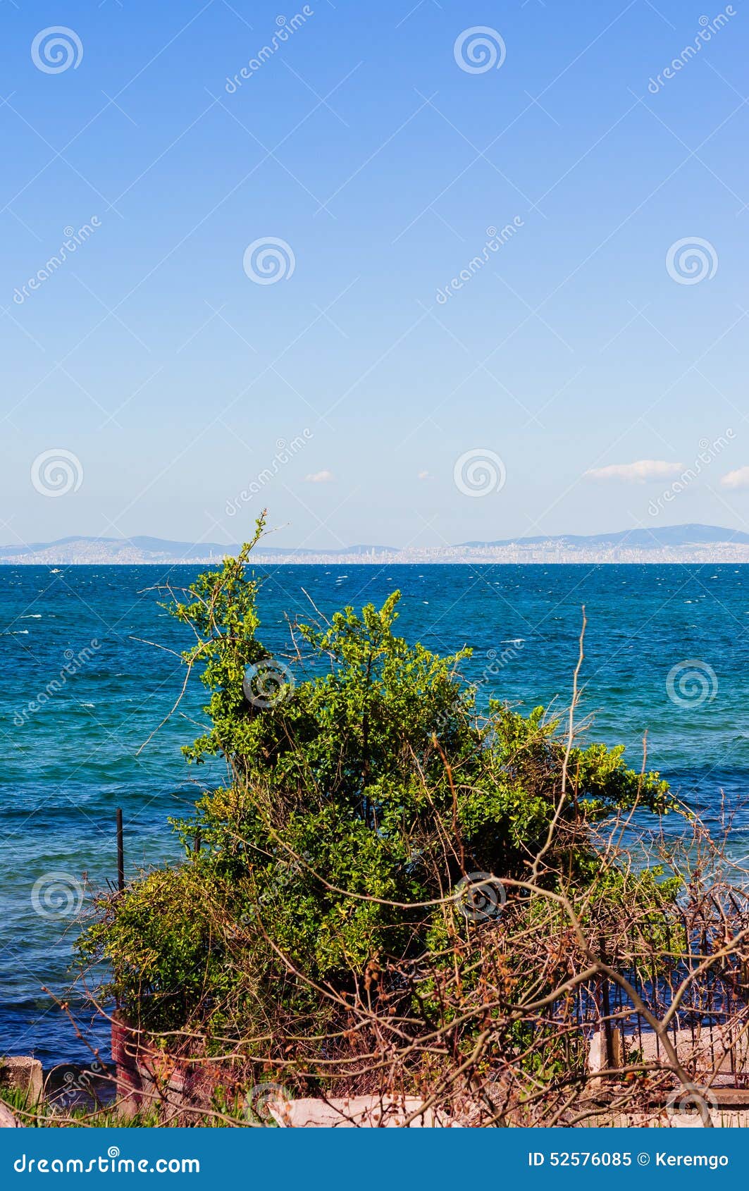 Blue Bright Sea View with Islands on the Horizon Stock Image - Image of ...