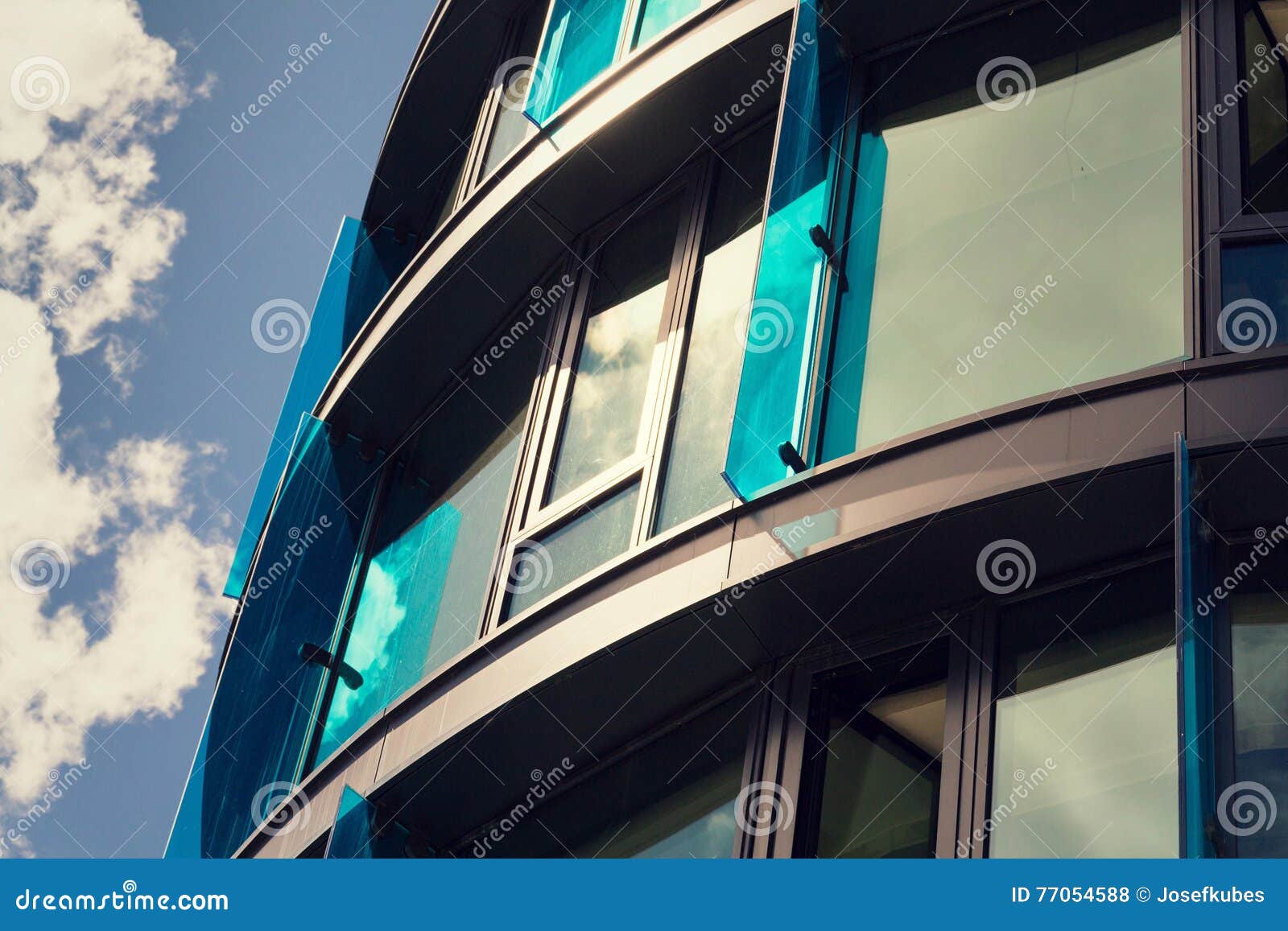 Blue Brise Soleil Sun Breakers on Modern Office Glass Building Stock ...