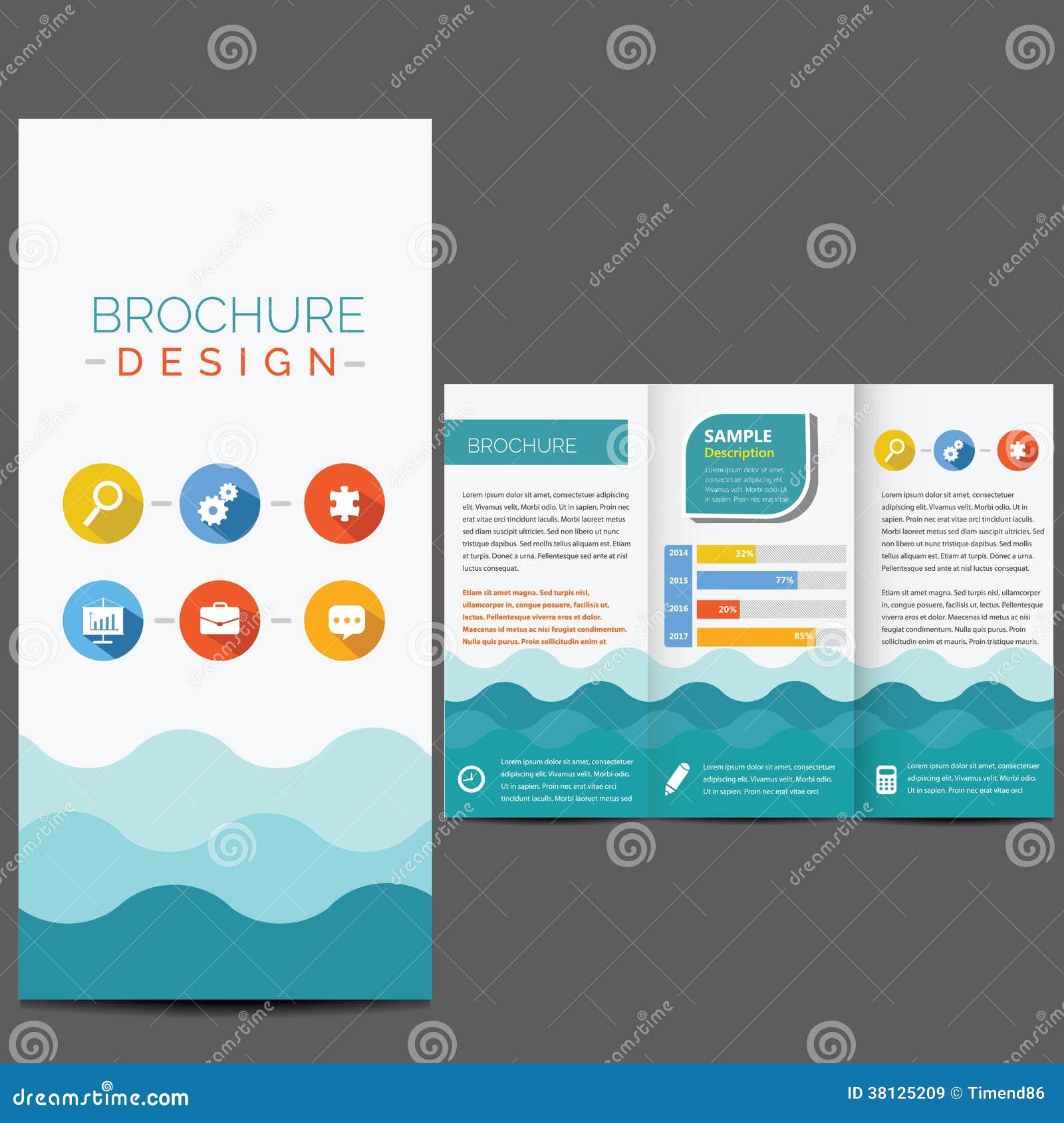 Blue brochure template stock vector. Illustration of brochure - 38125209