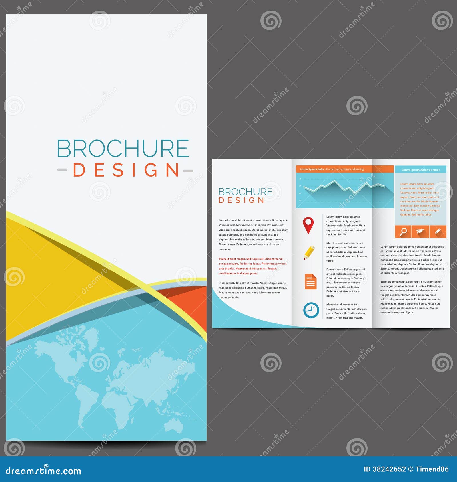 Blue brochure template stock vector. Illustration of corporate - 38242652
