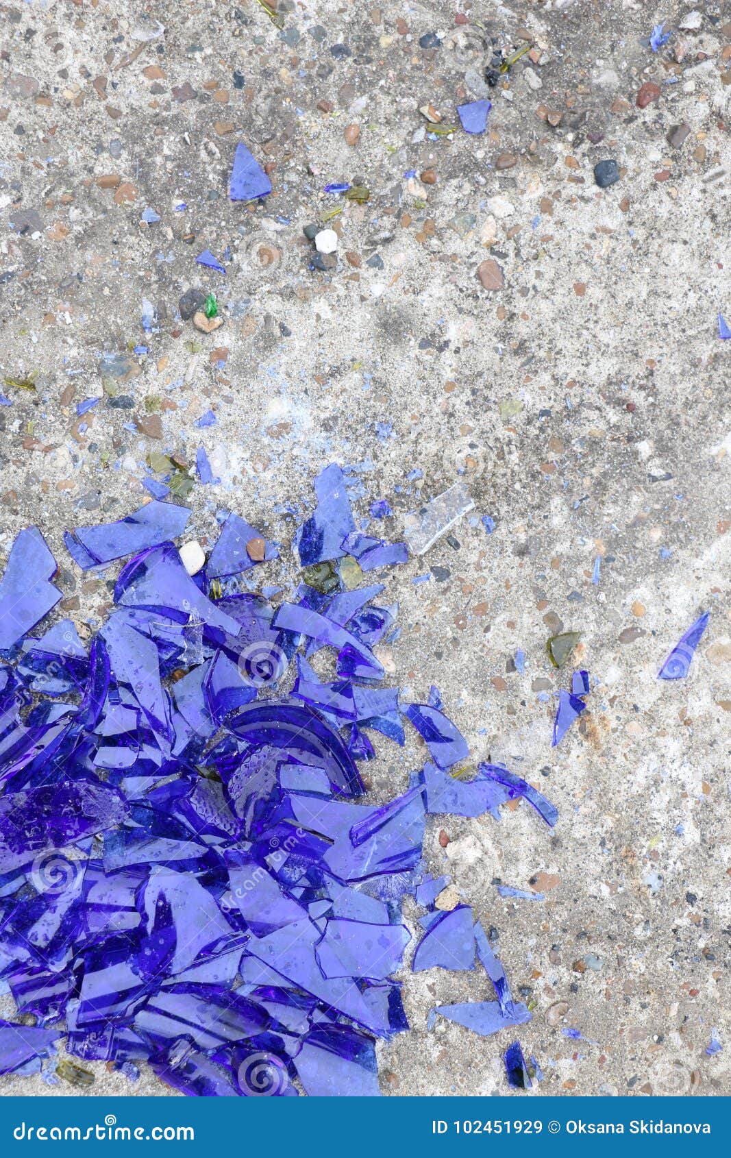 Blue Broken Glass on a Concrete Surface - Texture for a Background ...