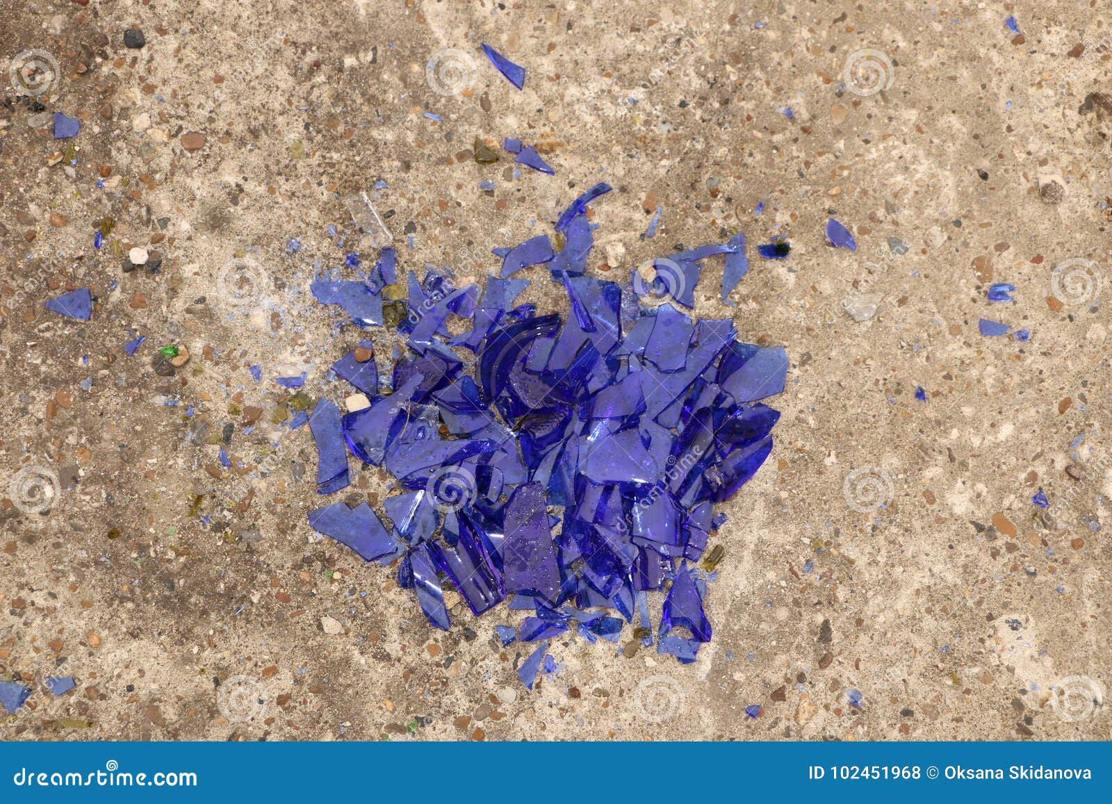 Blue Broken Glass on a Concrete Surface - Texture for a Background ...