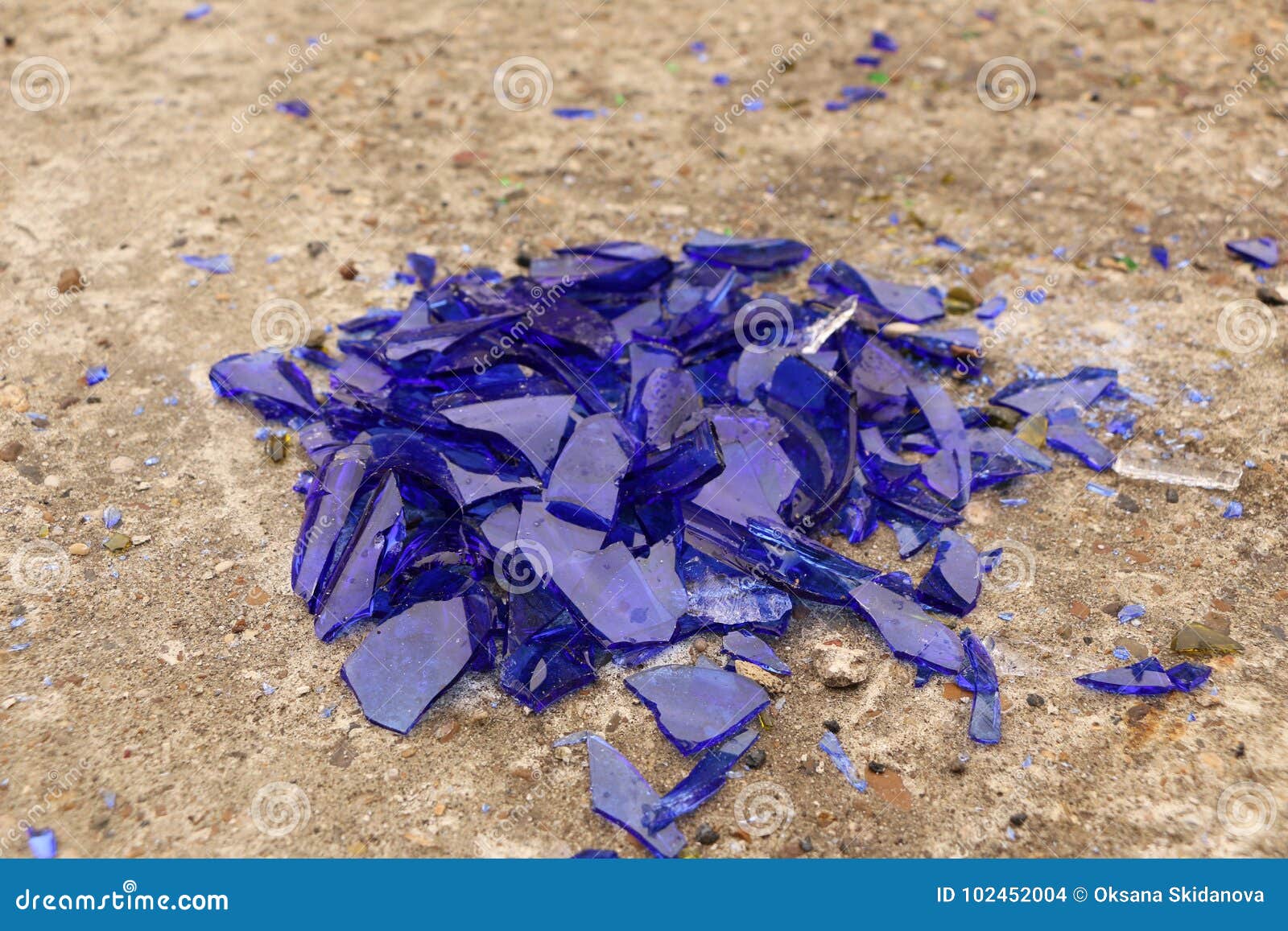 Blue Broken Glass on a Concrete Surface - Texture for a Background ...