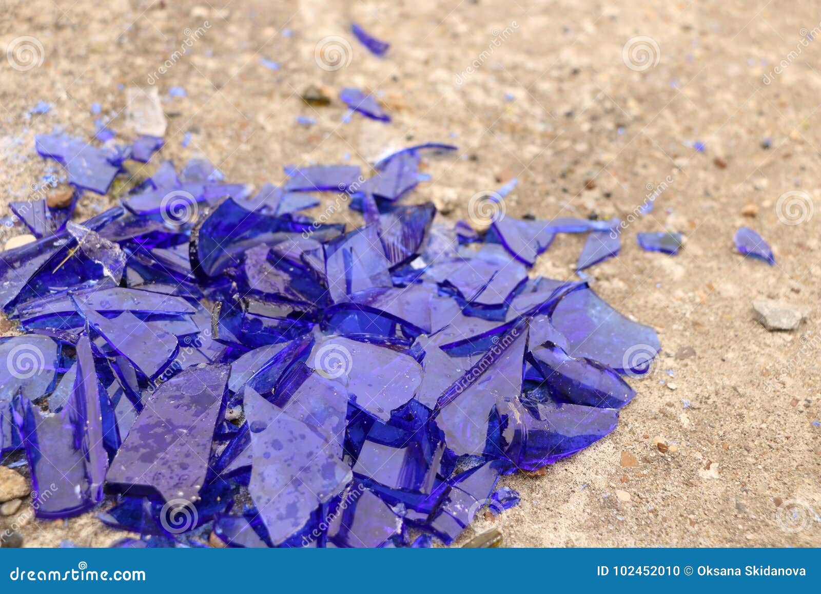 Blue Broken Glass on a Concrete Surface - Texture for a Background ...