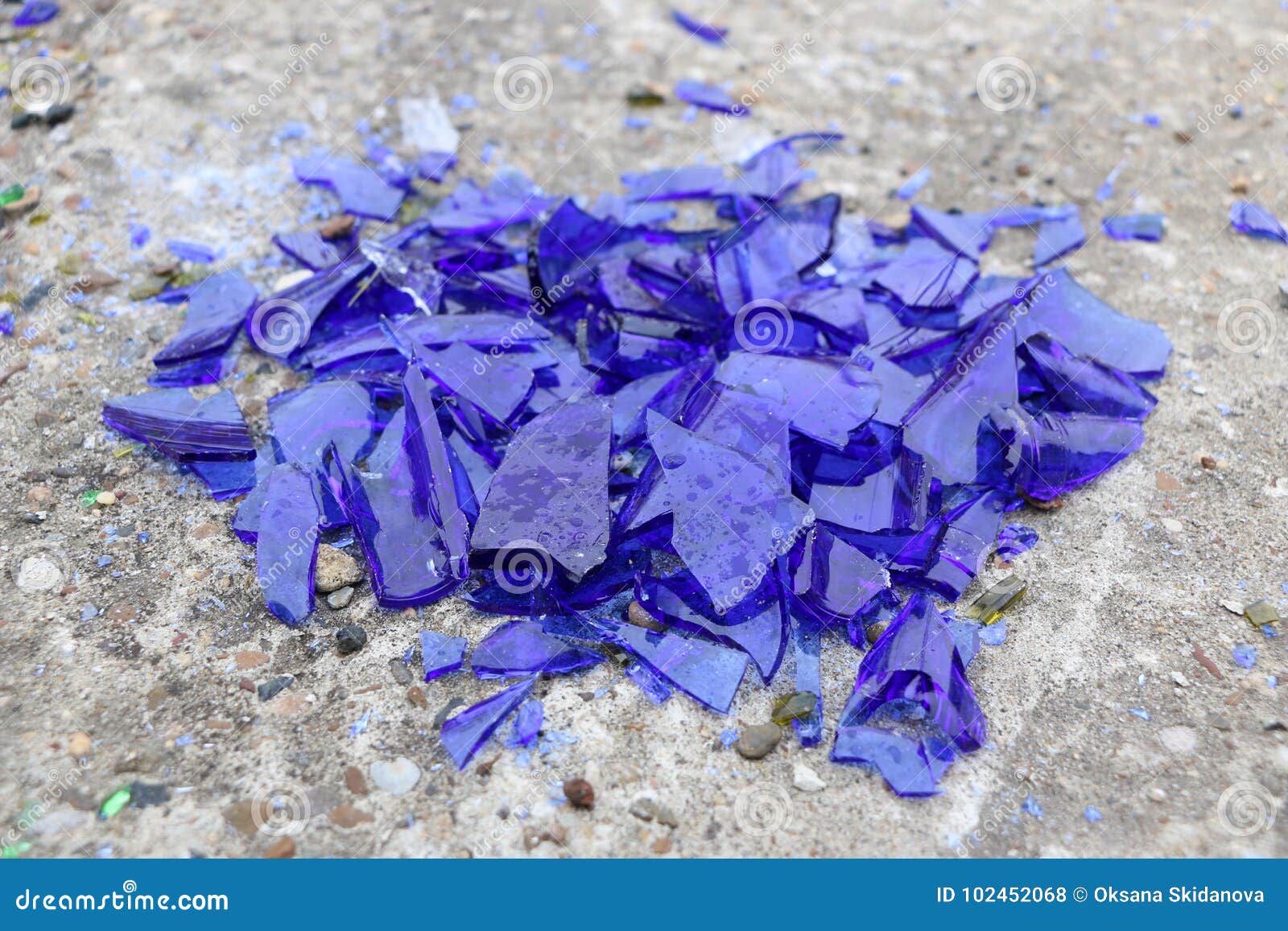 Blue Broken Glass on a Concrete Surface - Texture for a Background ...
