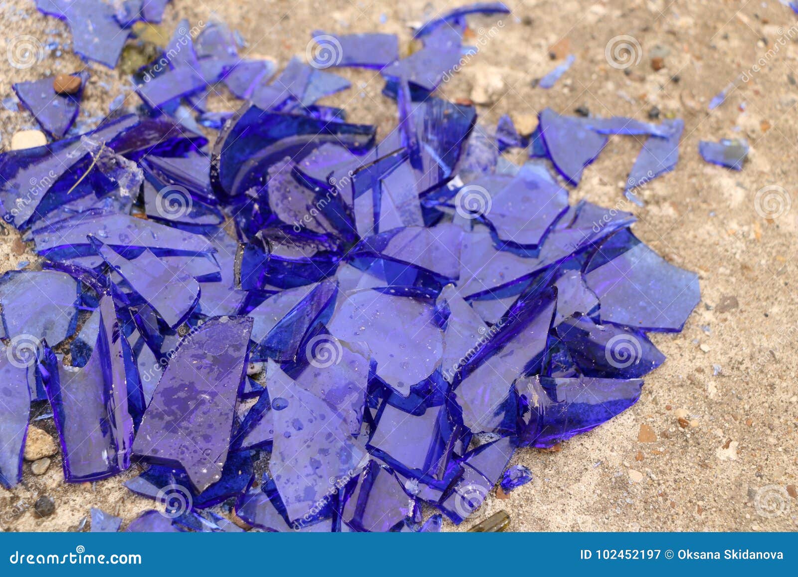 Blue Broken Glass on a Concrete Surface - Texture for a Background ...
