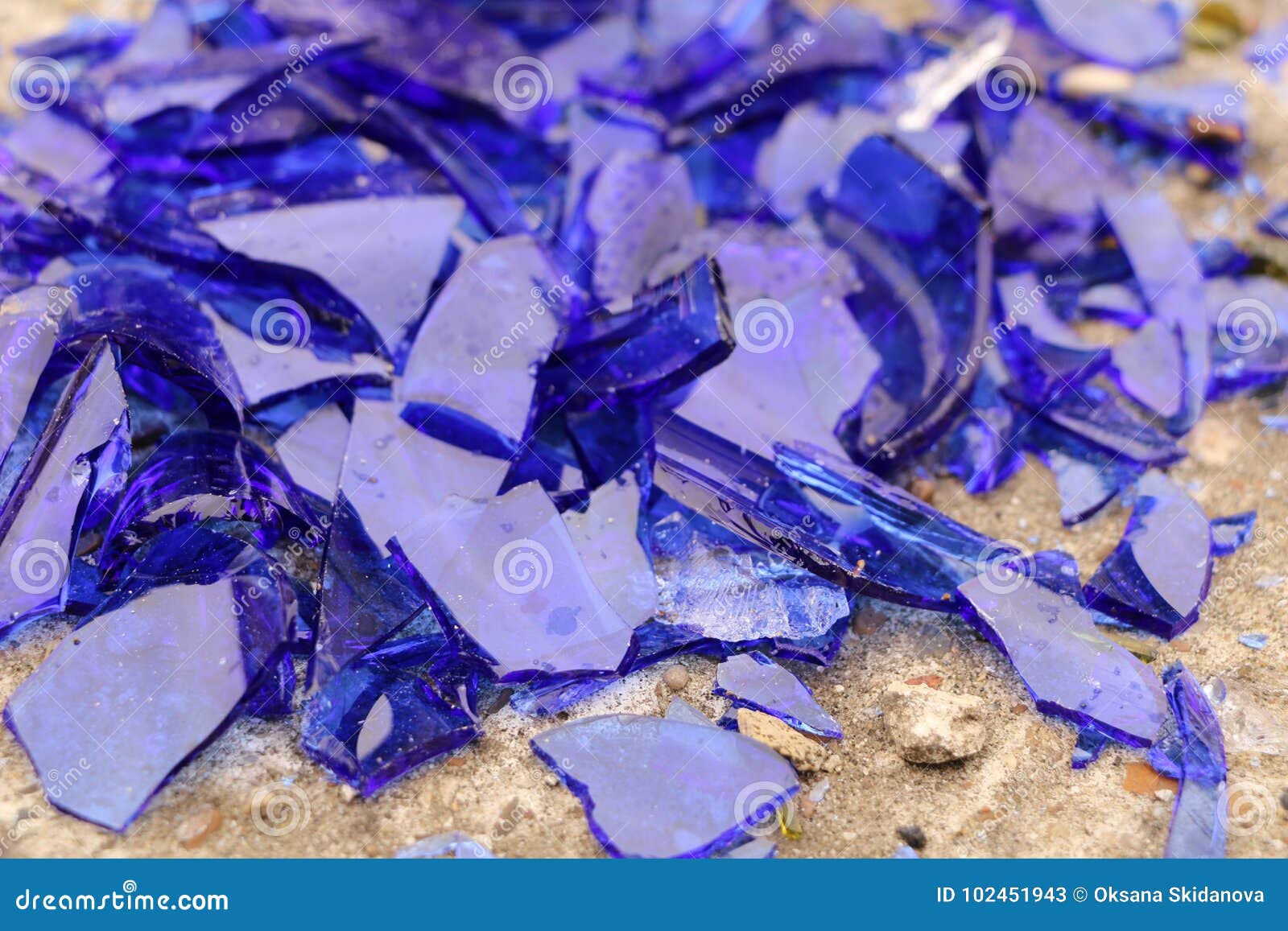 Blue Broken Glass on a Concrete Surface - Texture for a Background ...