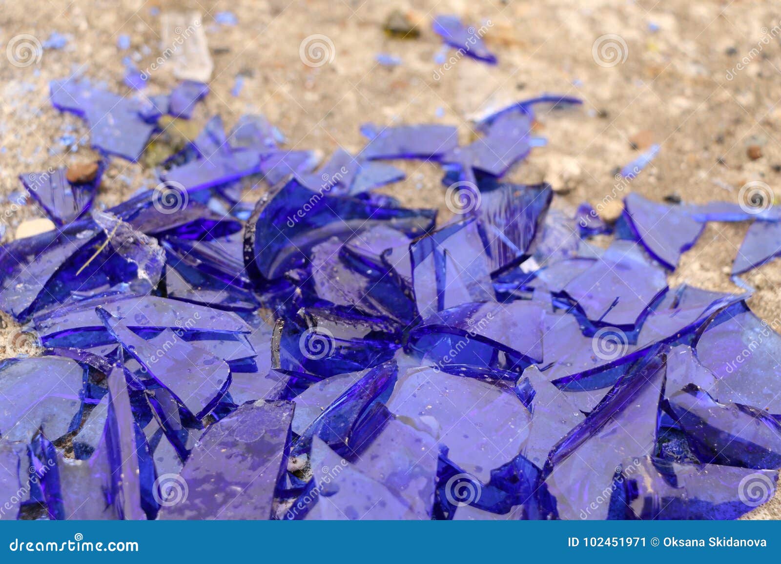 Blue Broken Glass on a Concrete Surface - Texture for a Background ...