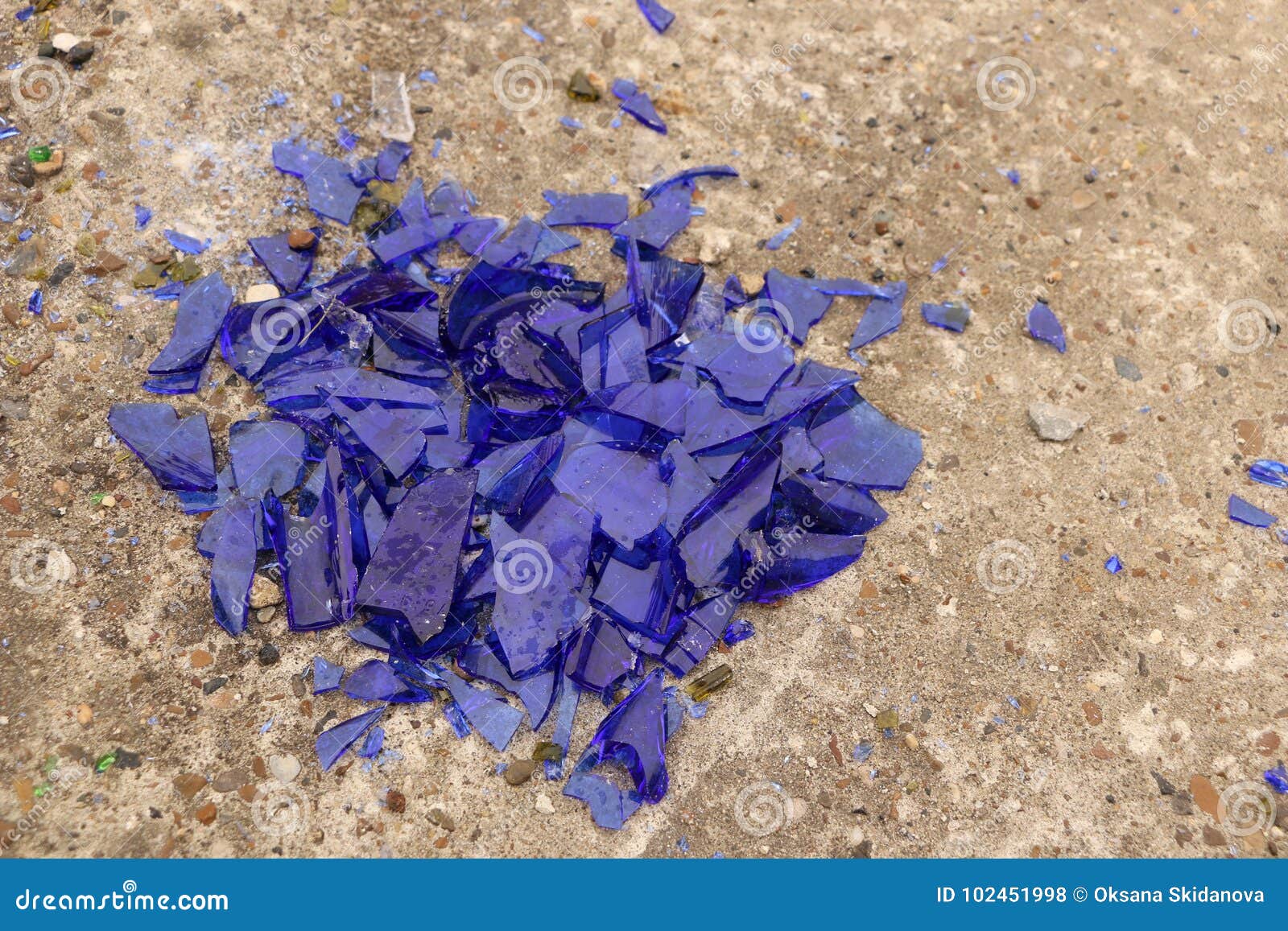 Blue Broken Glass on a Concrete Surface - Texture for a Background ...