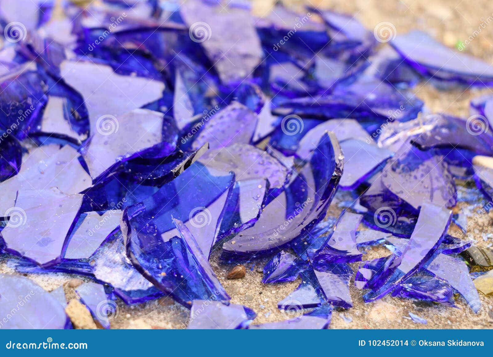 Blue Broken Glass on a Concrete Surface - Texture for a Background ...