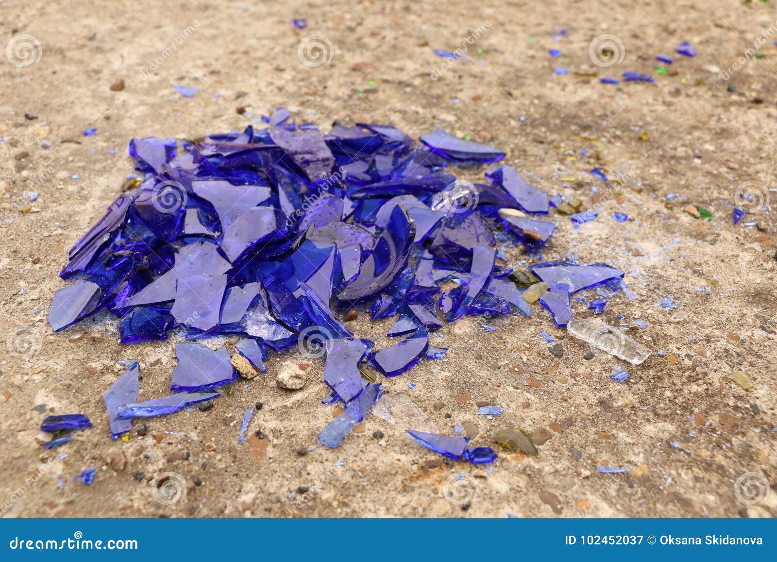Blue Broken Glass on a Concrete Surface - Texture for a Background ...