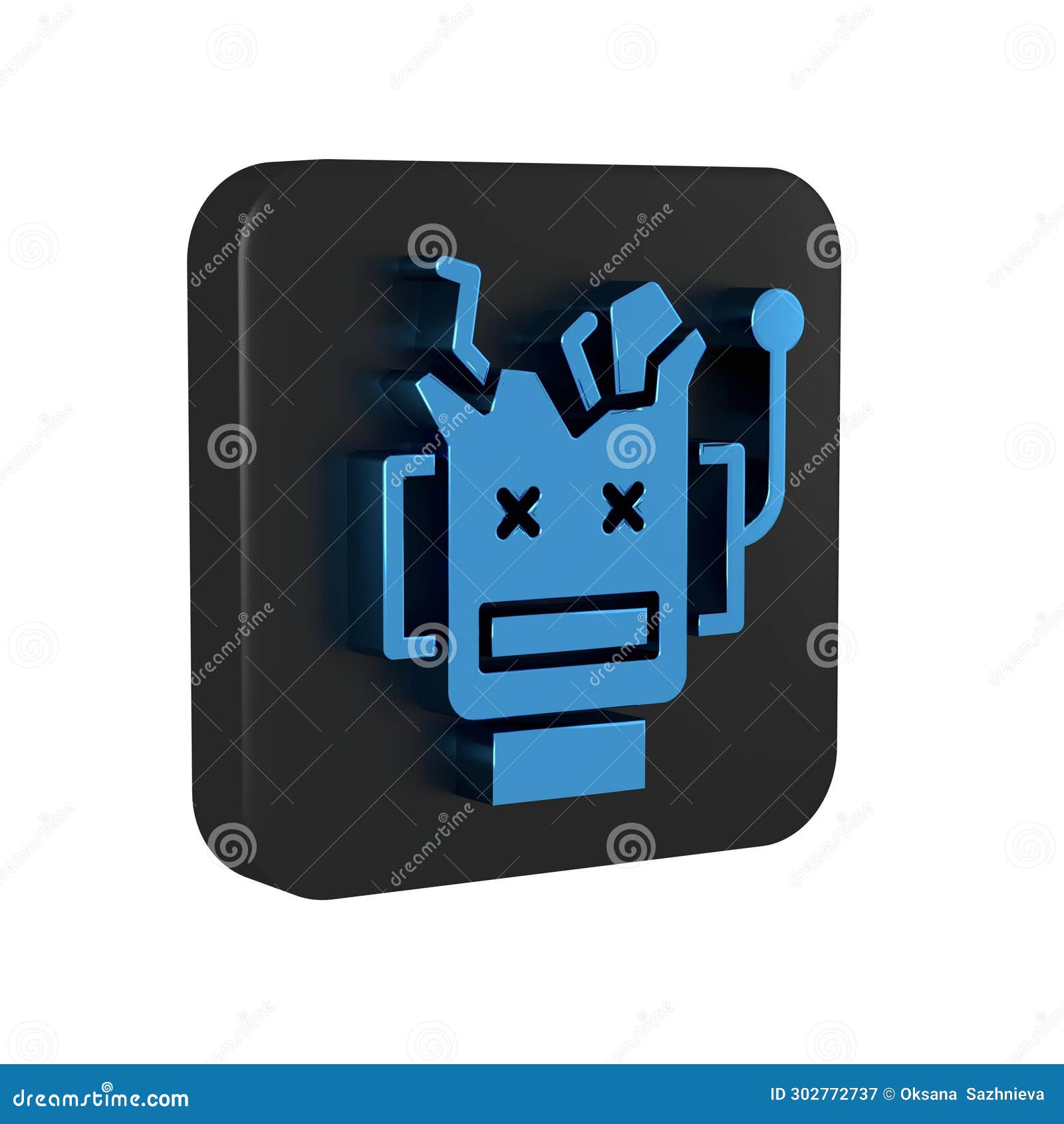 Blue Broken Robot Icon Isolated on Transparent Background. Artificial ...