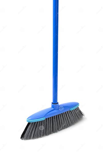 Blue broom for cleaning stock image. Image of plastic - 26194157