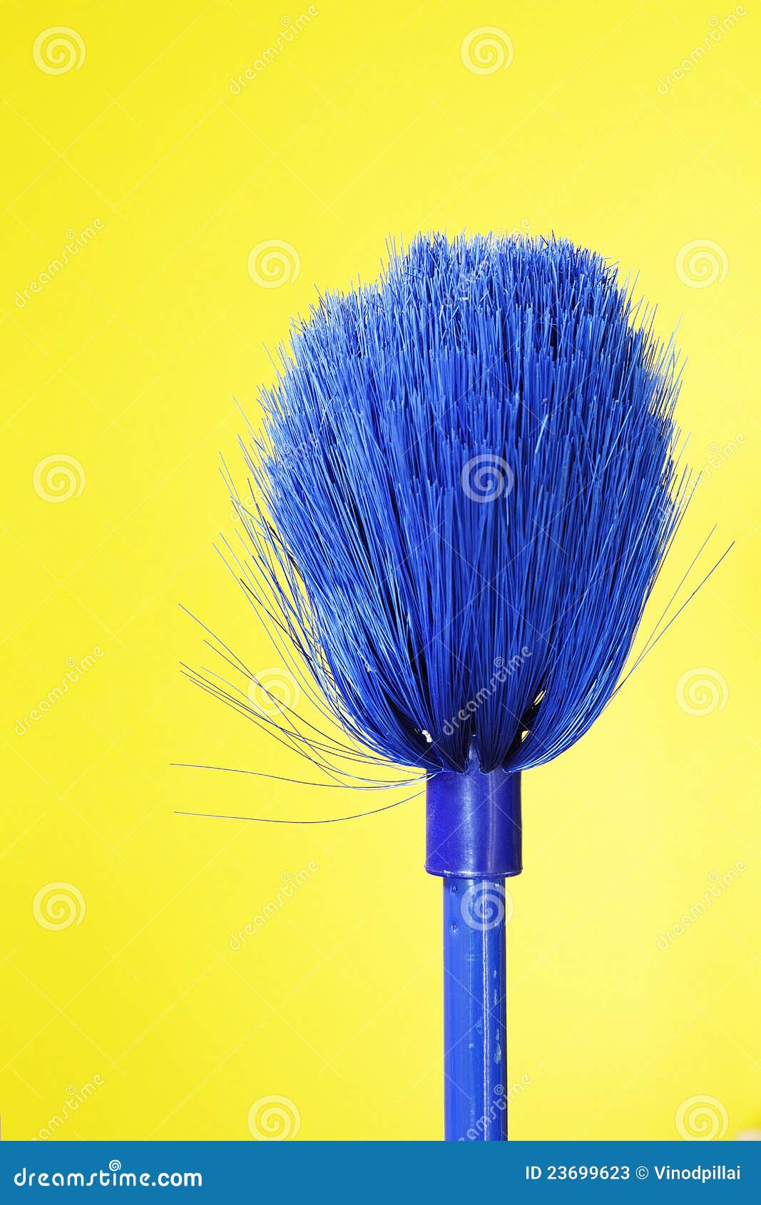 Blue Broom on Yellow stock image. Image of tidy, hygiene - 23699623