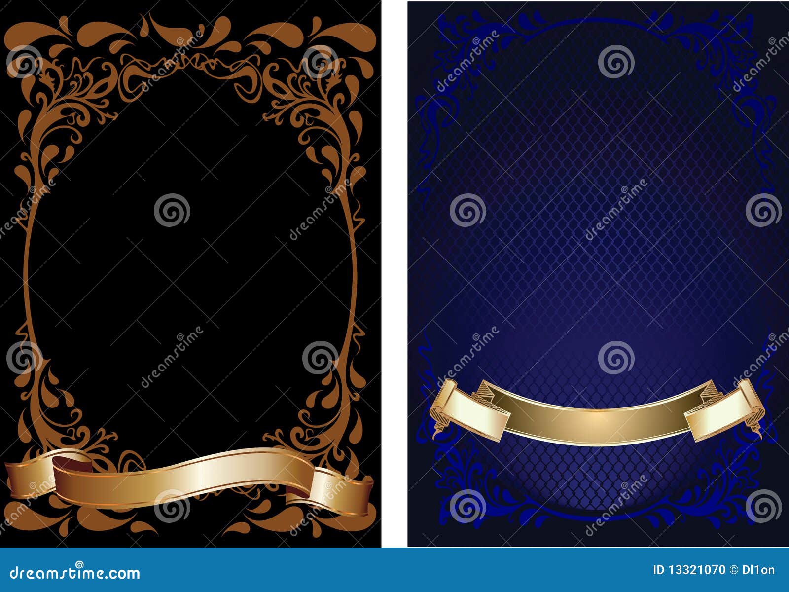 Blue, Brown and Gold Ornate Banner. Stock Vector - Illustration of ...