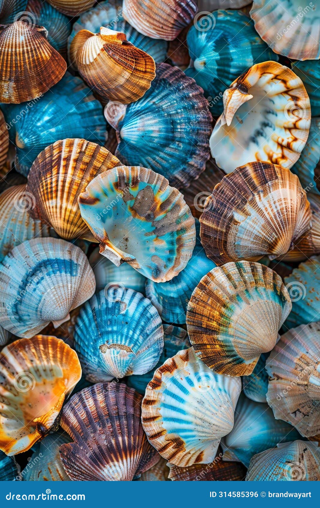 Blue and Brown Seashells Collection Stock Illustration - Illustration ...