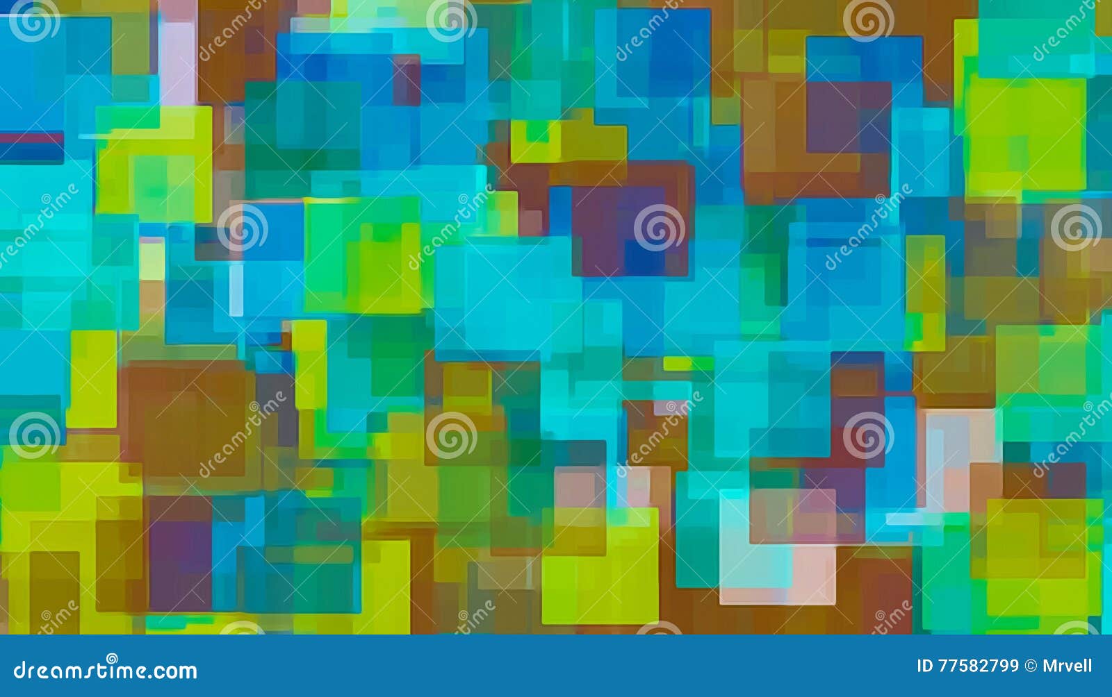 Blue Brown and Yellow Square Pattern Stock Illustration - Illustration ...