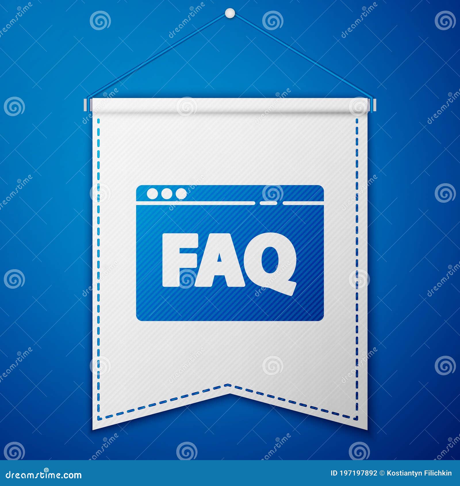 Blue Browser FAQ Icon Isolated on Blue Background. Internet ...