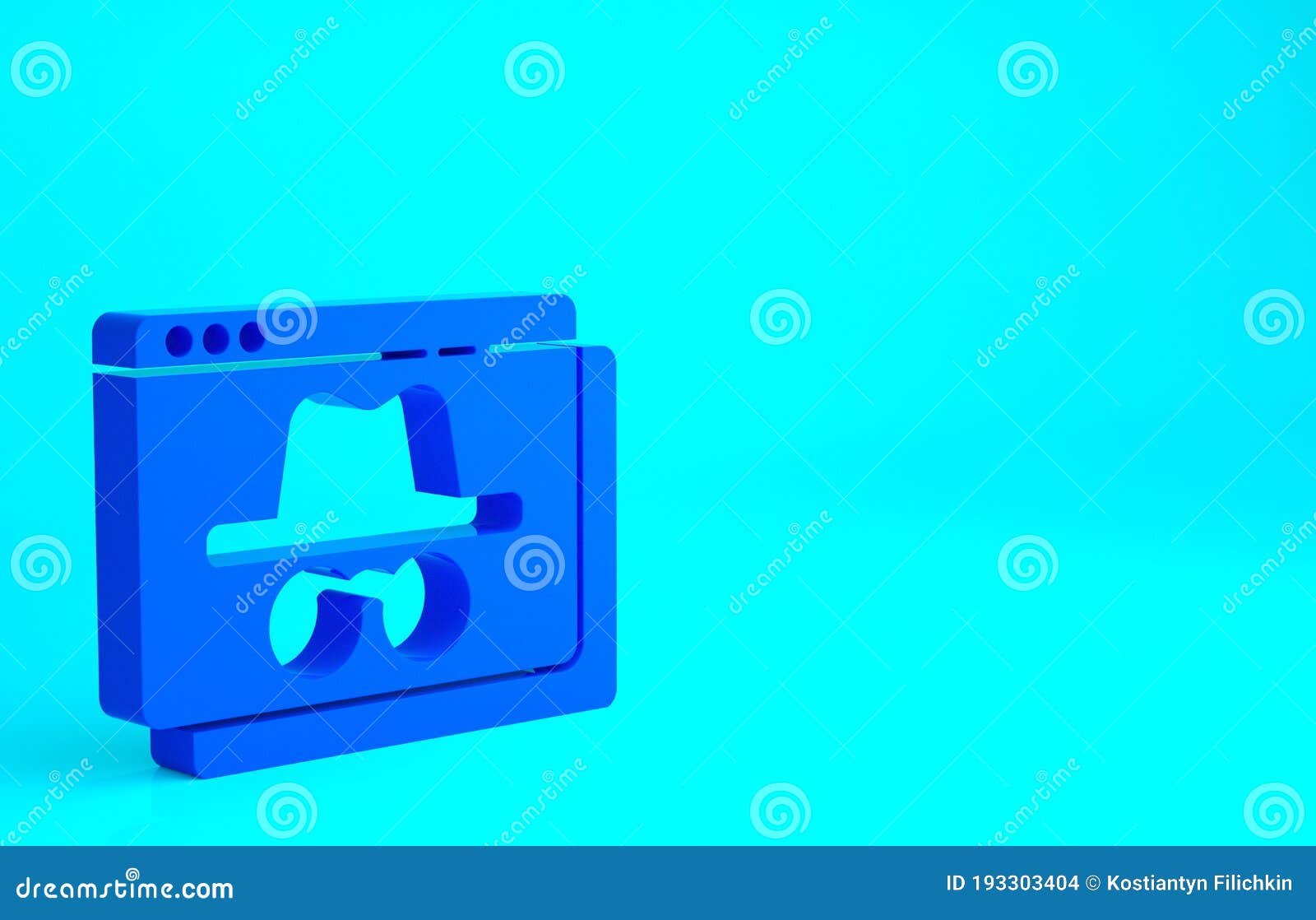 Blue Browser Incognito Window Icon Isolated on Blue Background ...