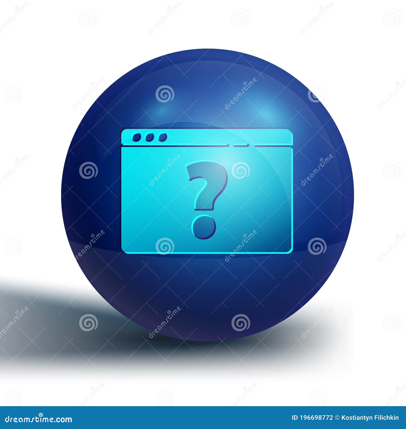 Blue Browser With Question Mark Icon Isolated On White Background ...