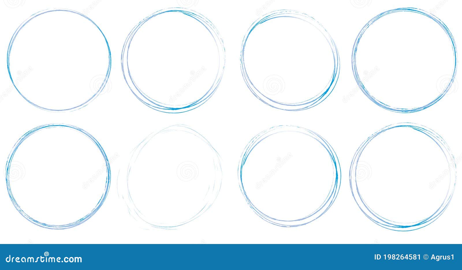 Blue Brush Round Frame Banner on White Background Stock Vector ...