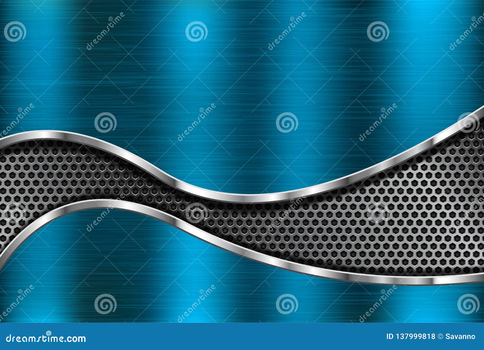 Blue Brushed Metal Texture. with Perforated Wave Stock Vector ...