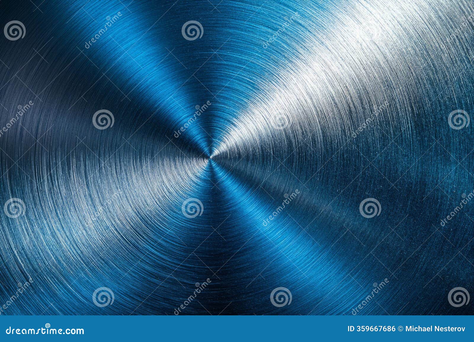 Blue Brushed Metal Texture Reflecting Light Creating Concentric Circles ...