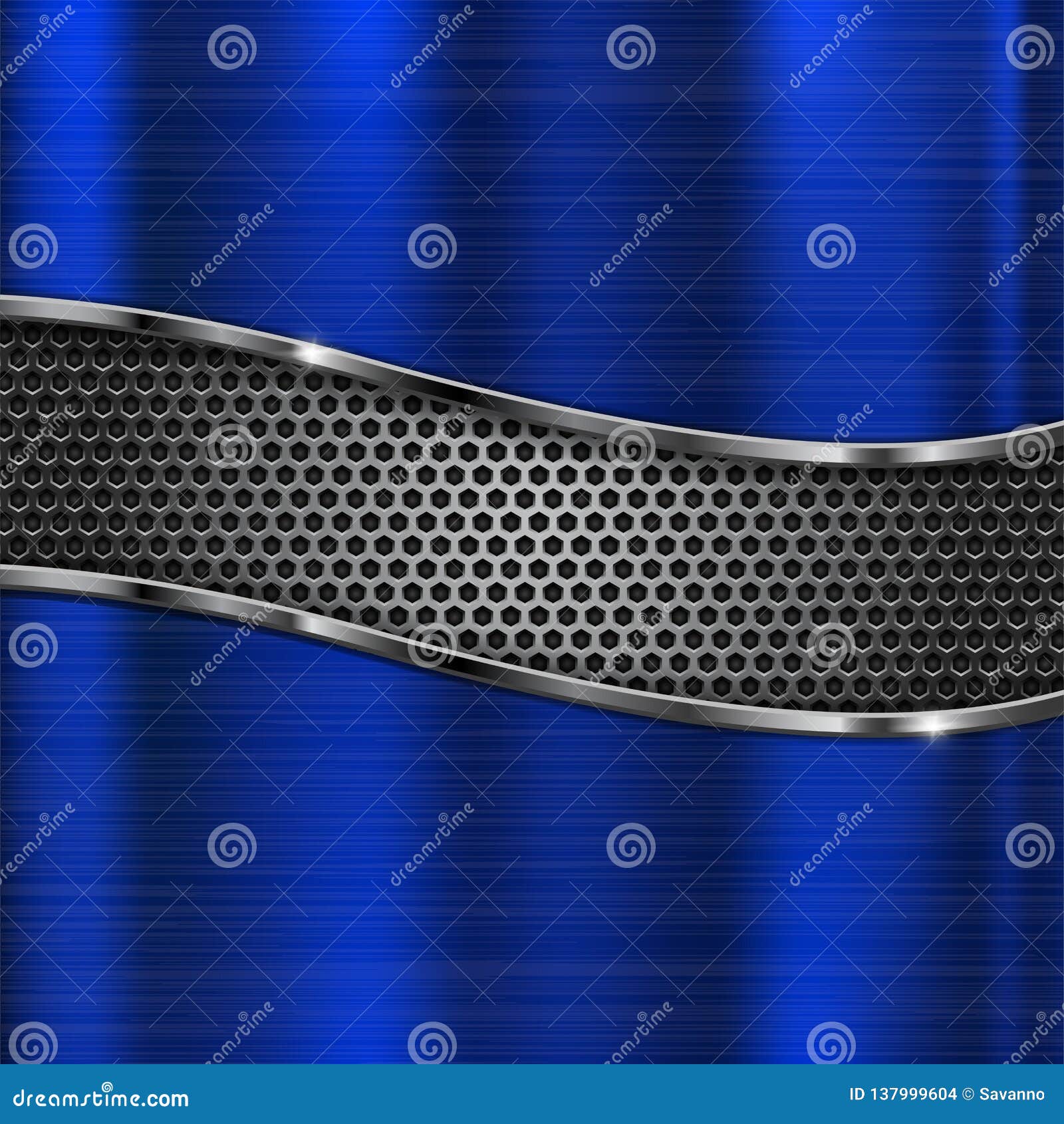 Blue Brushed Metal Texture. Scratched Metallic Surface with Perforation ...