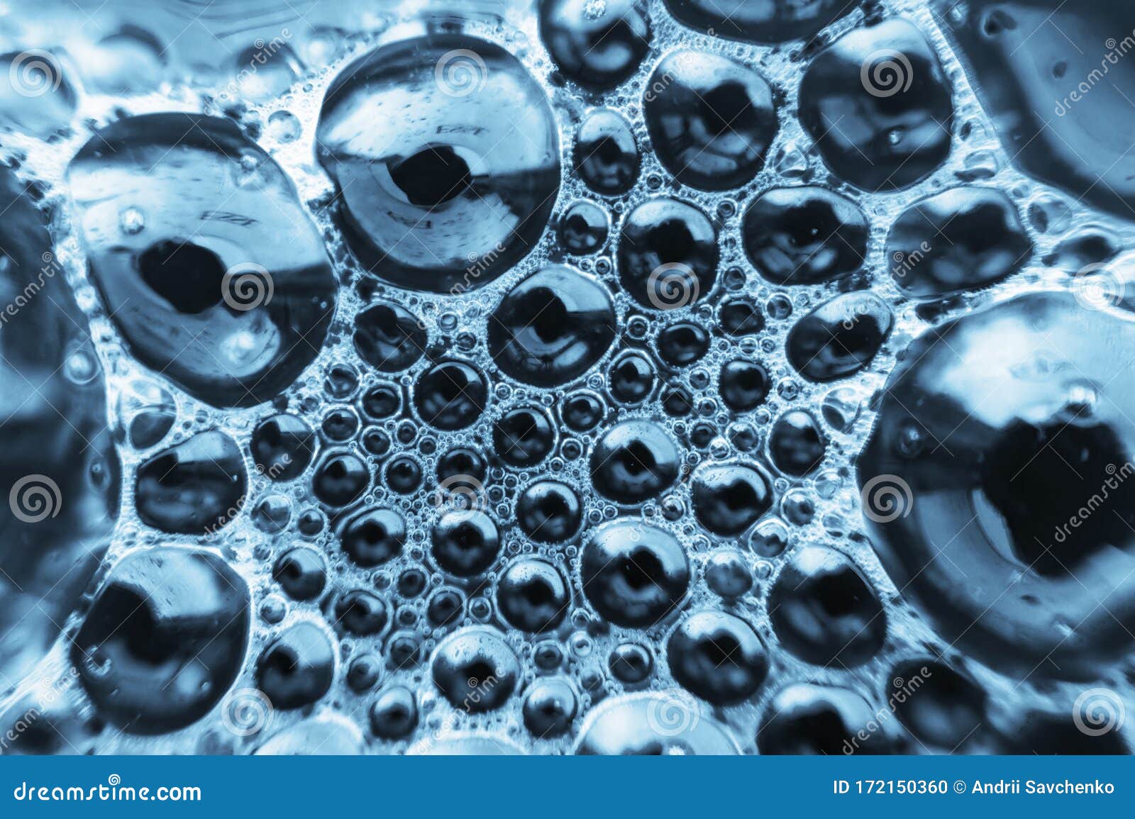 Blue Bubble Pattern As a Foam Structure on a Liquid Surface Stock Photo ...