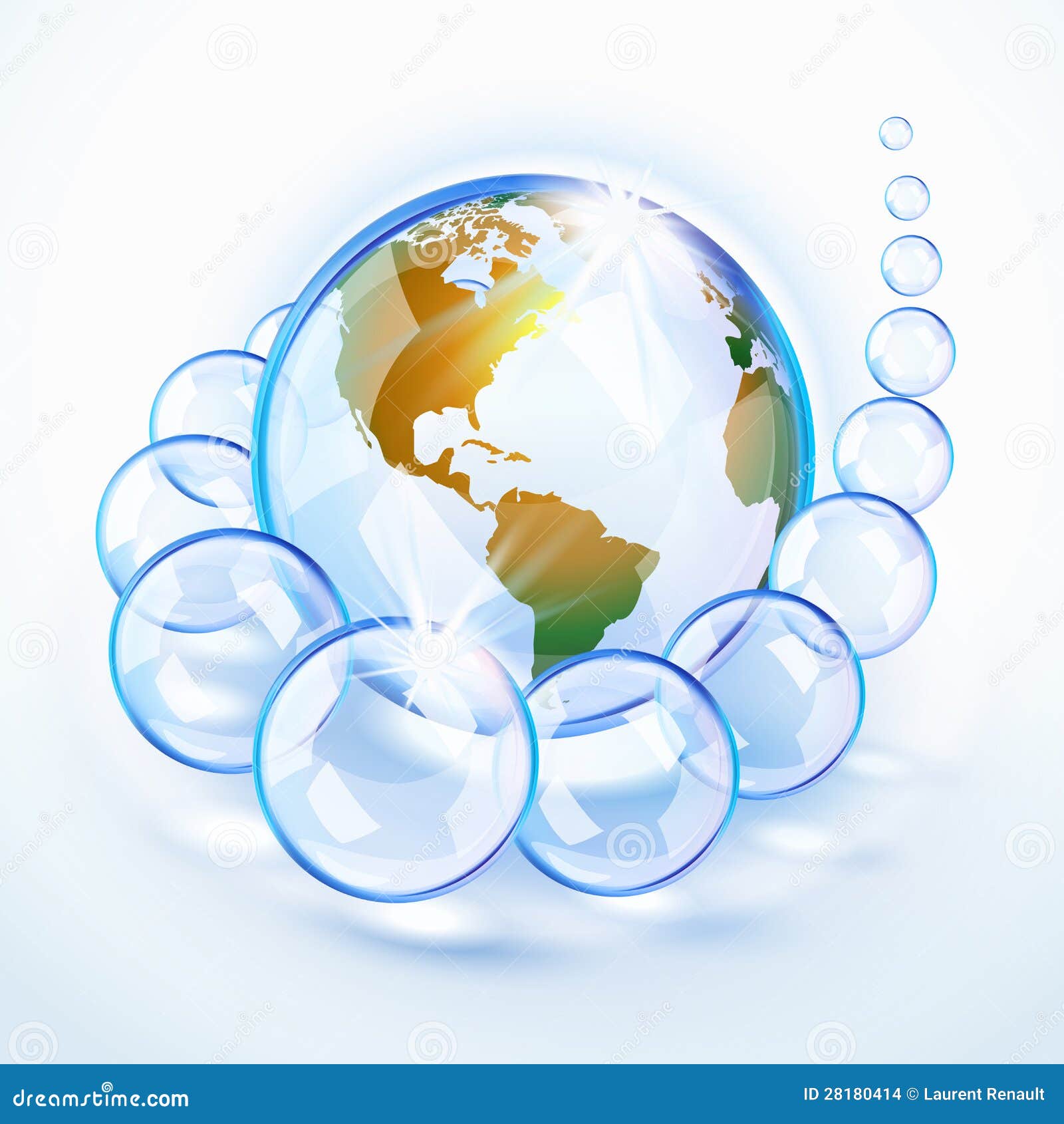 Blue bubbled Earth America stock vector. Illustration of glass - 28180414