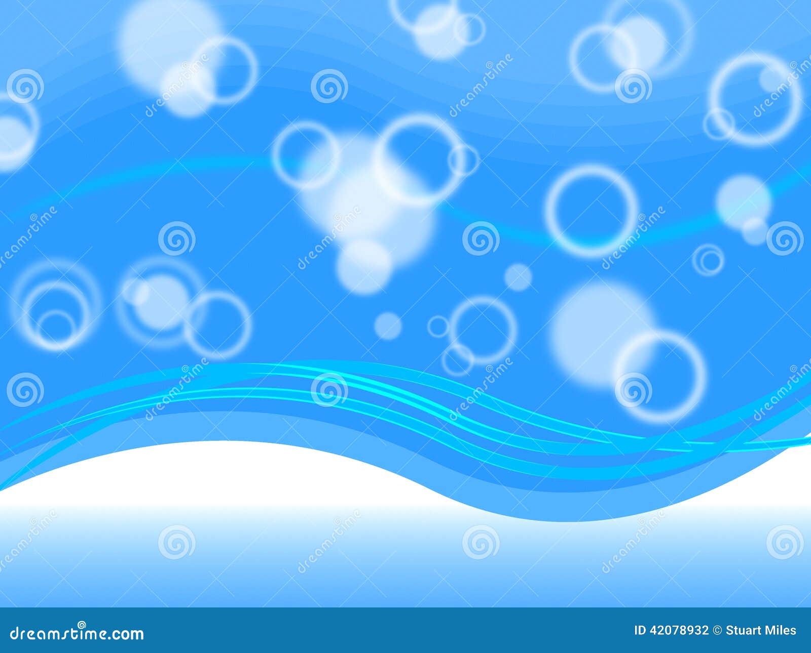 Blue Bubbles Background Shows Round and Wavy Stock Illustration ...