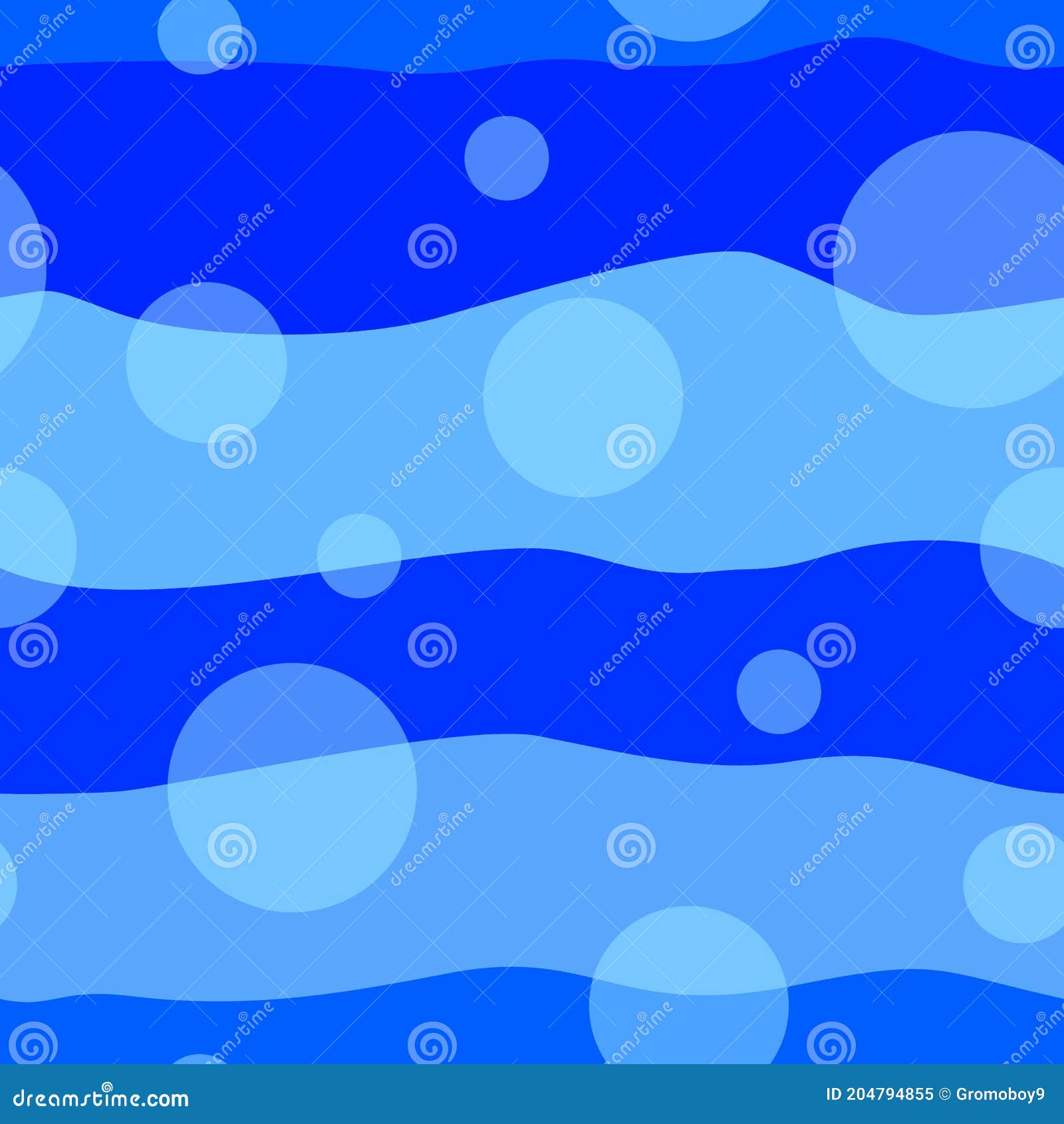Blue Bubbles on a Background of Waves. Vector Seamless Design Stock ...