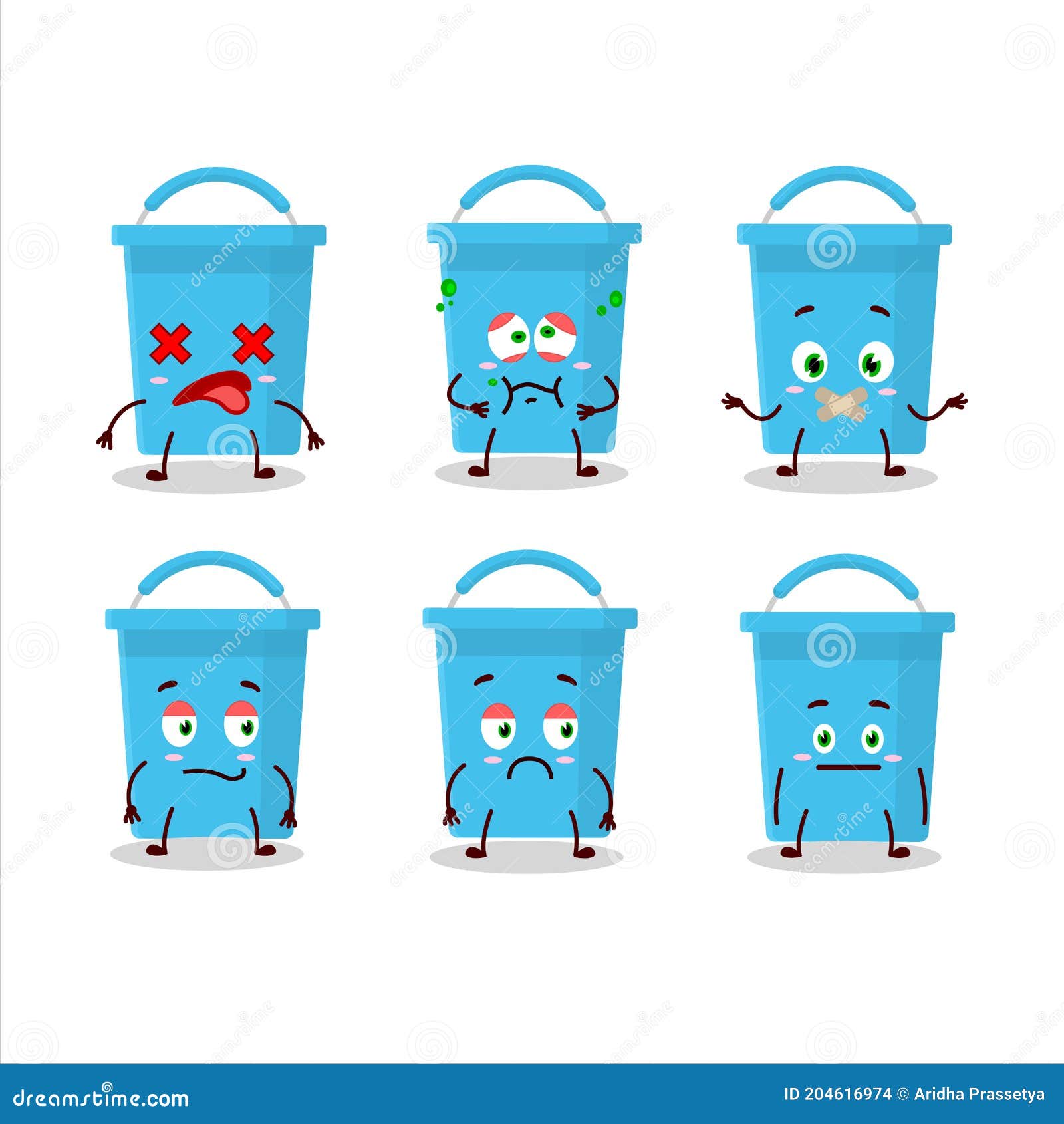 Blue Bucket Cartoon Character with Nope Expression Stock Vector ...
