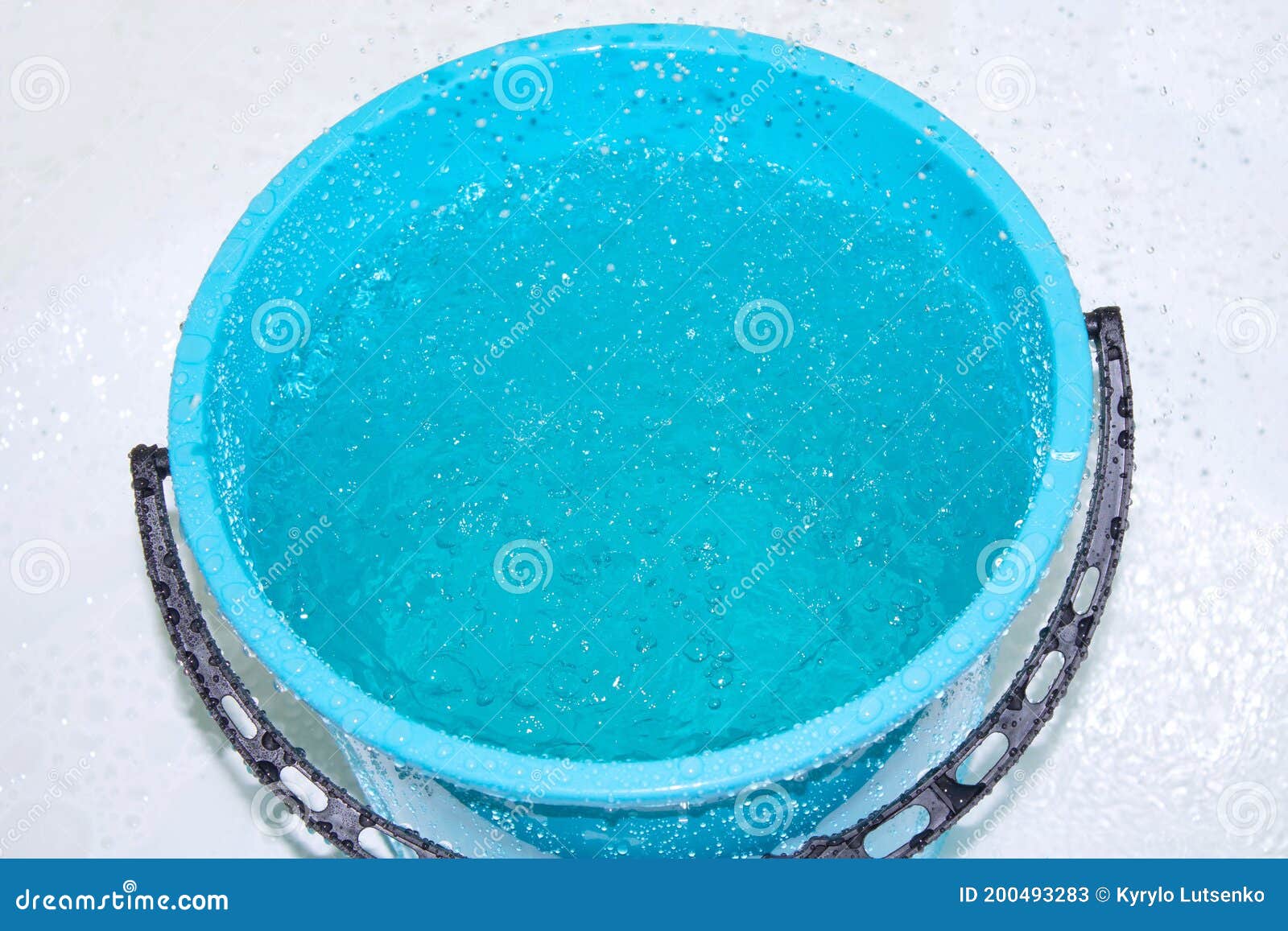 Blue Bucket Filled with Water Stock Image - Image of refreshing ...