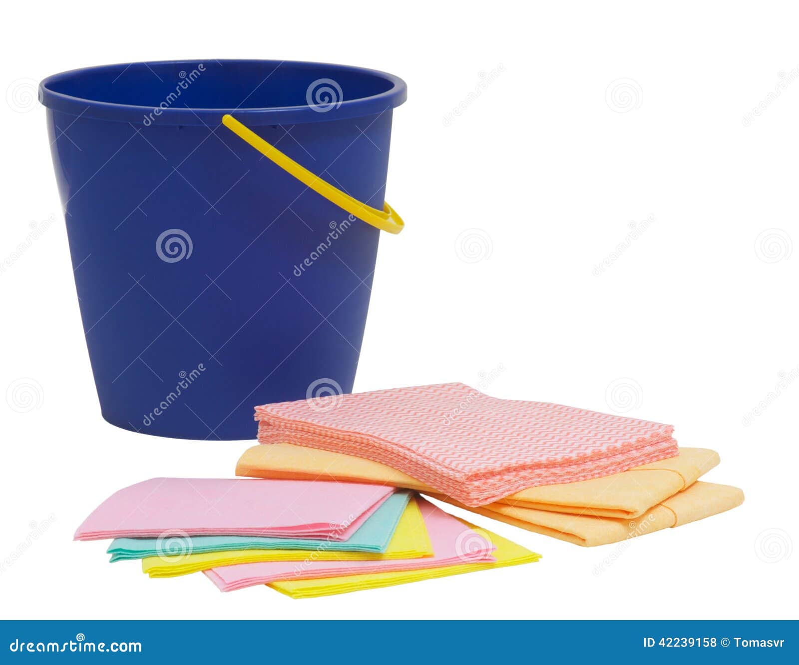 Blue Bucket and Rag on White Background Stock Photo - Image of doctor ...