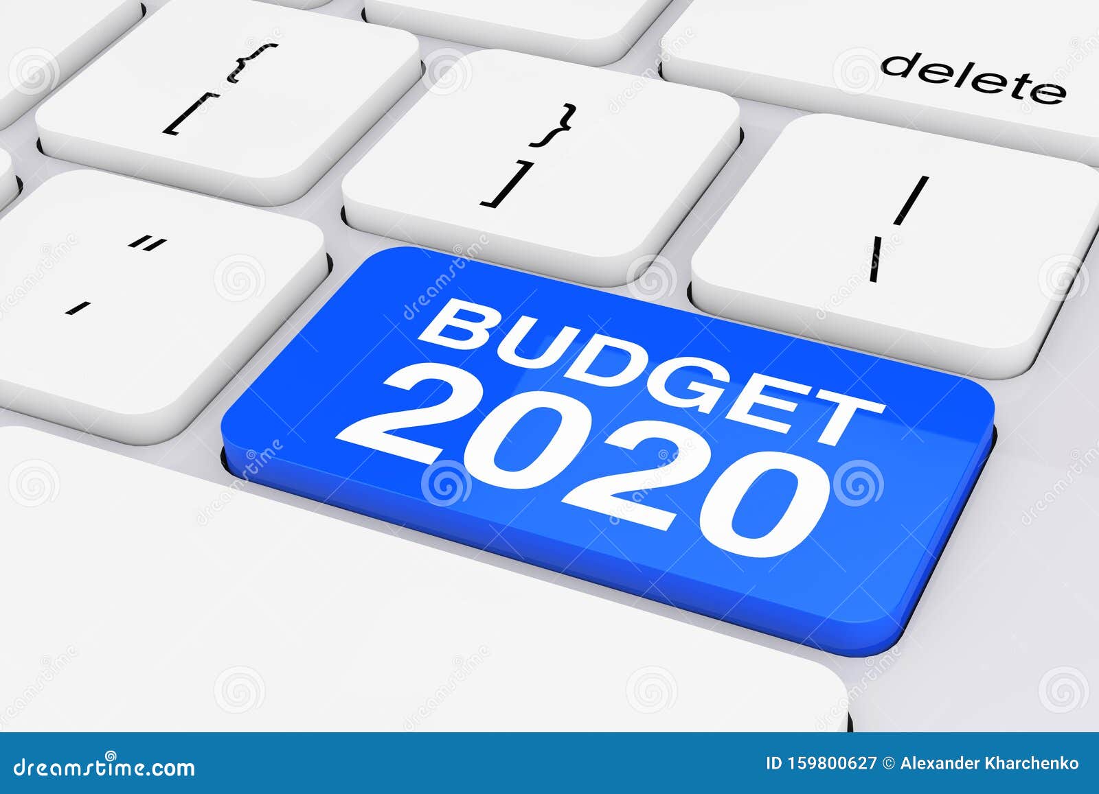 Blue Budget 2020 Key on White PC Keyboard. 3d Rendering Stock Image ...