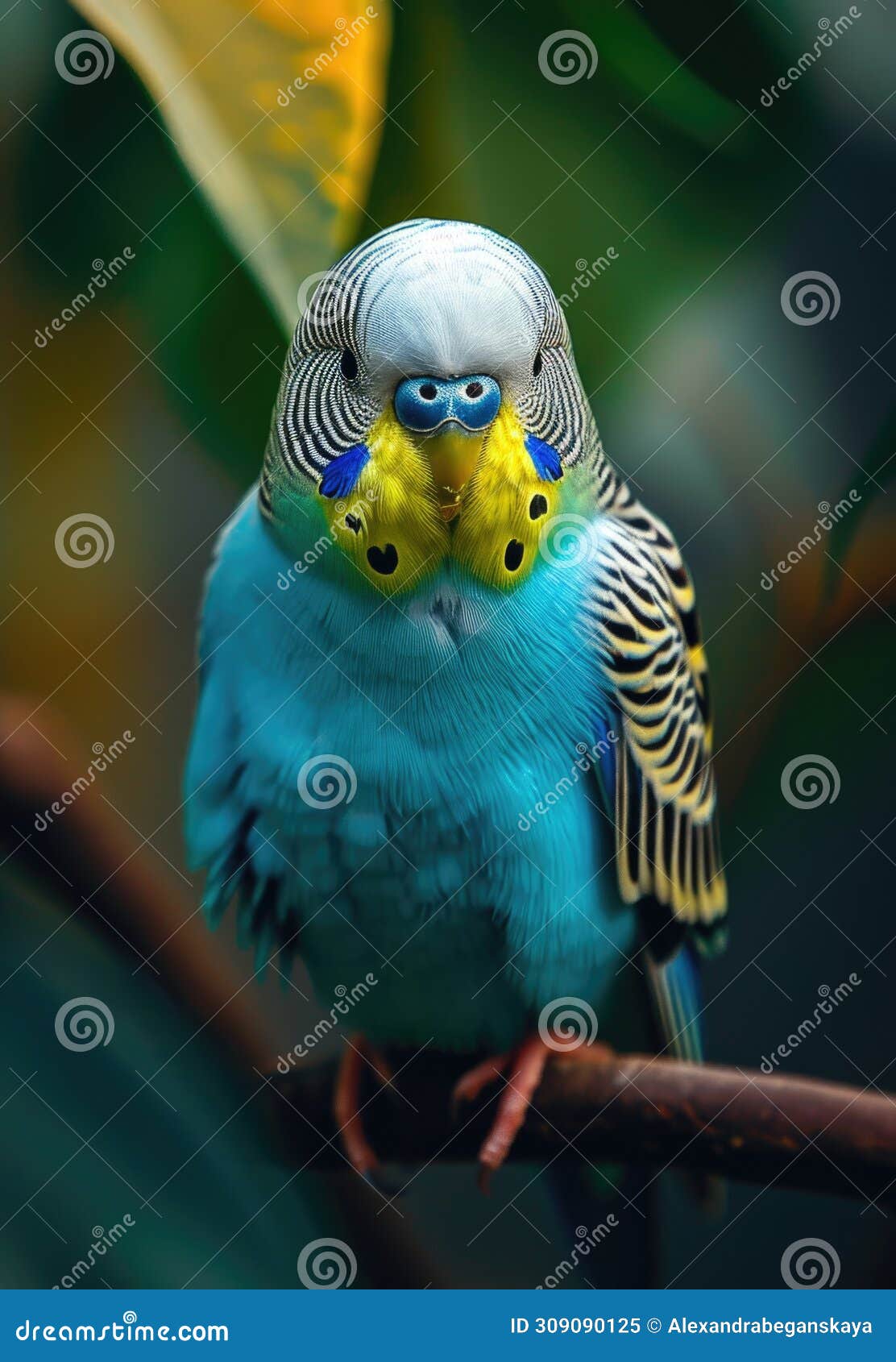Blue Budgie, Portrait of a Bird Stock Illustration - Illustration of ...