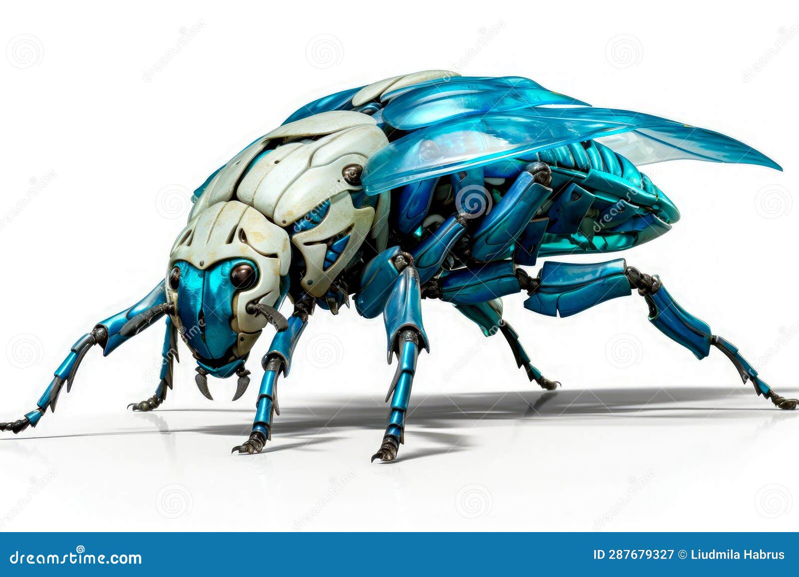 Blue Bug Isolated on White Background with Shadow Stock Image - Image ...