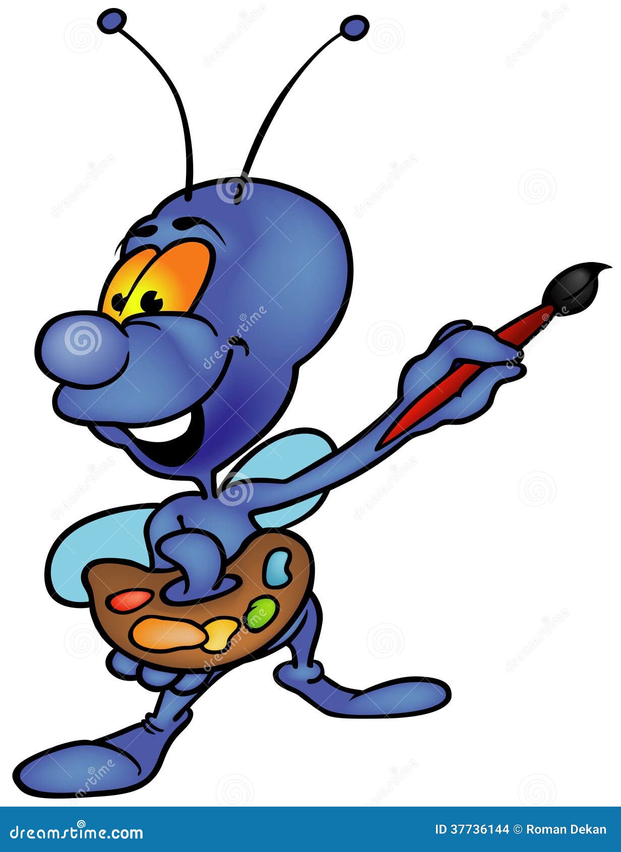 Blue Bug Painter stock vector. Illustration of cartoon - 37736144