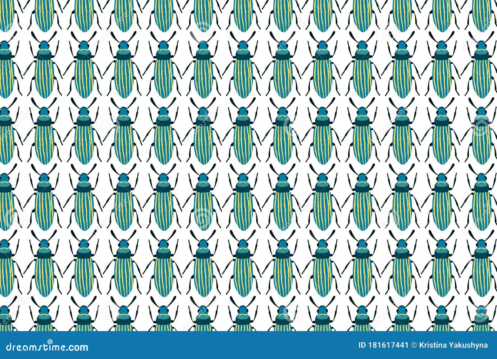 Blue Bug Pattern on White. Insects Background Stock Illustration ...