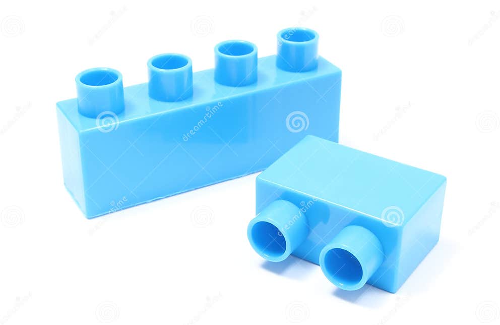 Blue Building Blocks on White Background Stock Photo - Image of cube ...