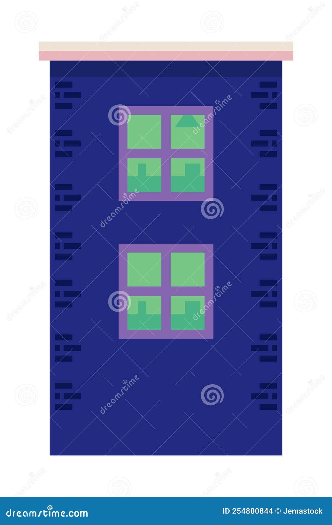 Blue building facade stock vector. Illustration of isolated - 254800844