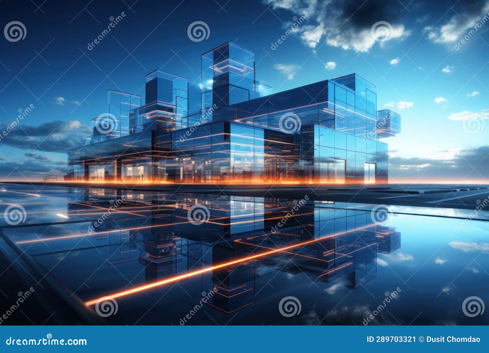 Blue Building Modern Perspective for Innovation and Technology Business ...